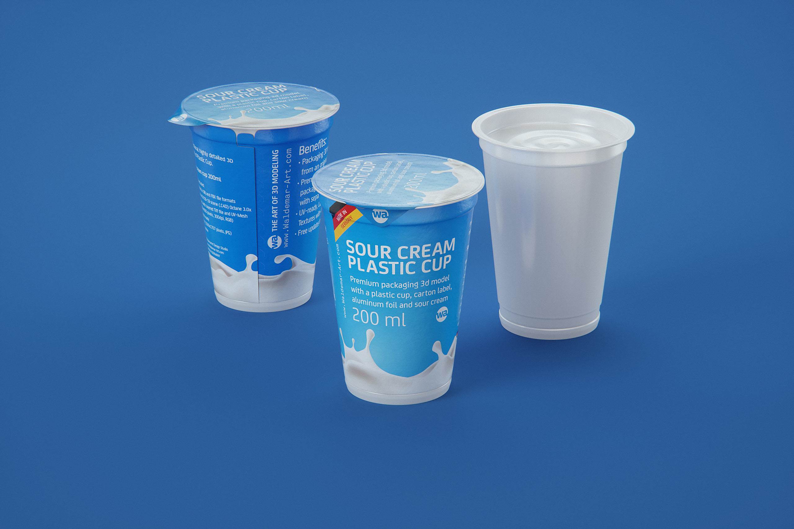 Sour cream premium packaging 3D model 200ml / WA Design Studio