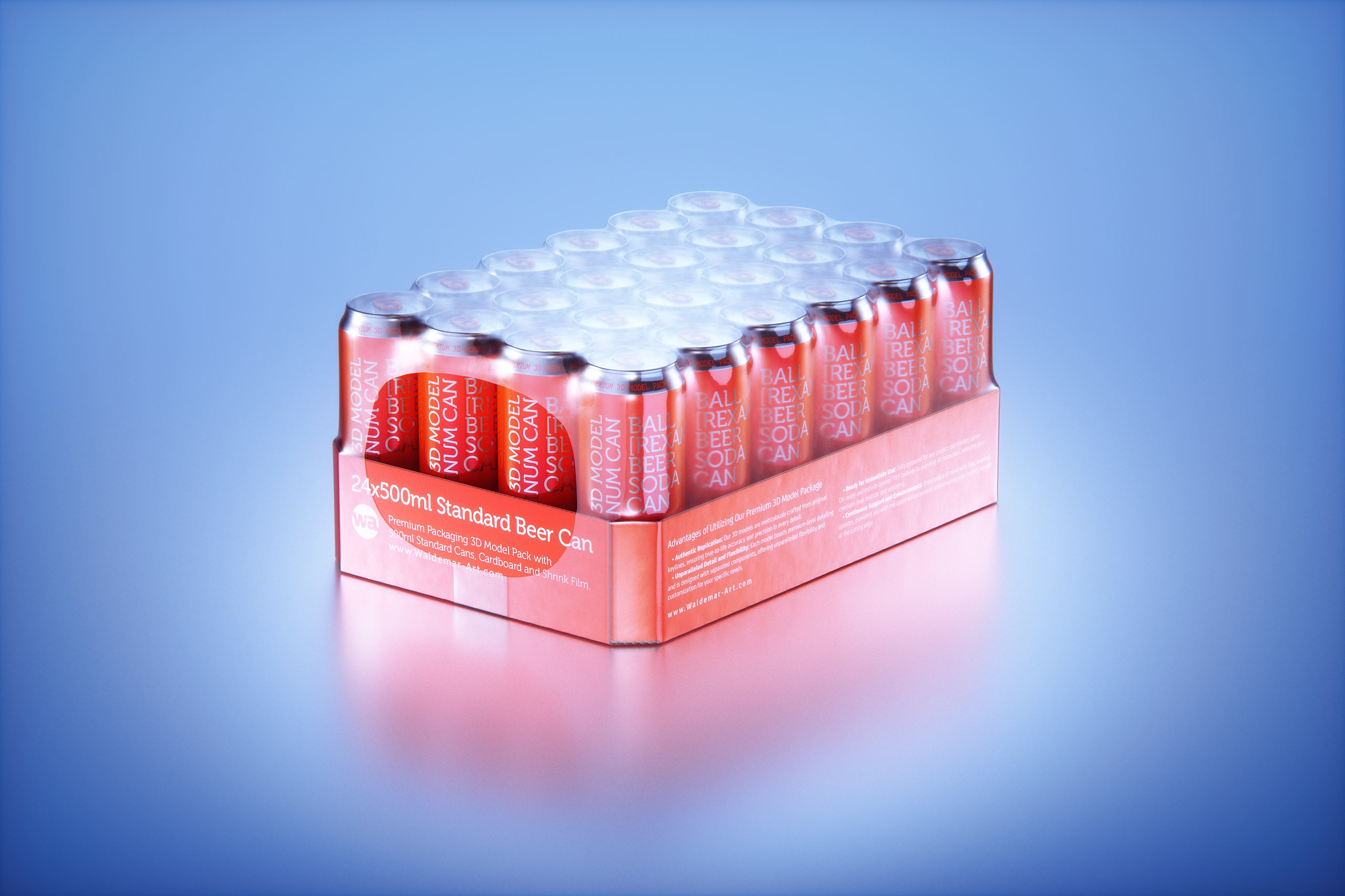 Multi-pack of 24x500ml Standard Beer/Soda Cans packed in cardboard and ...