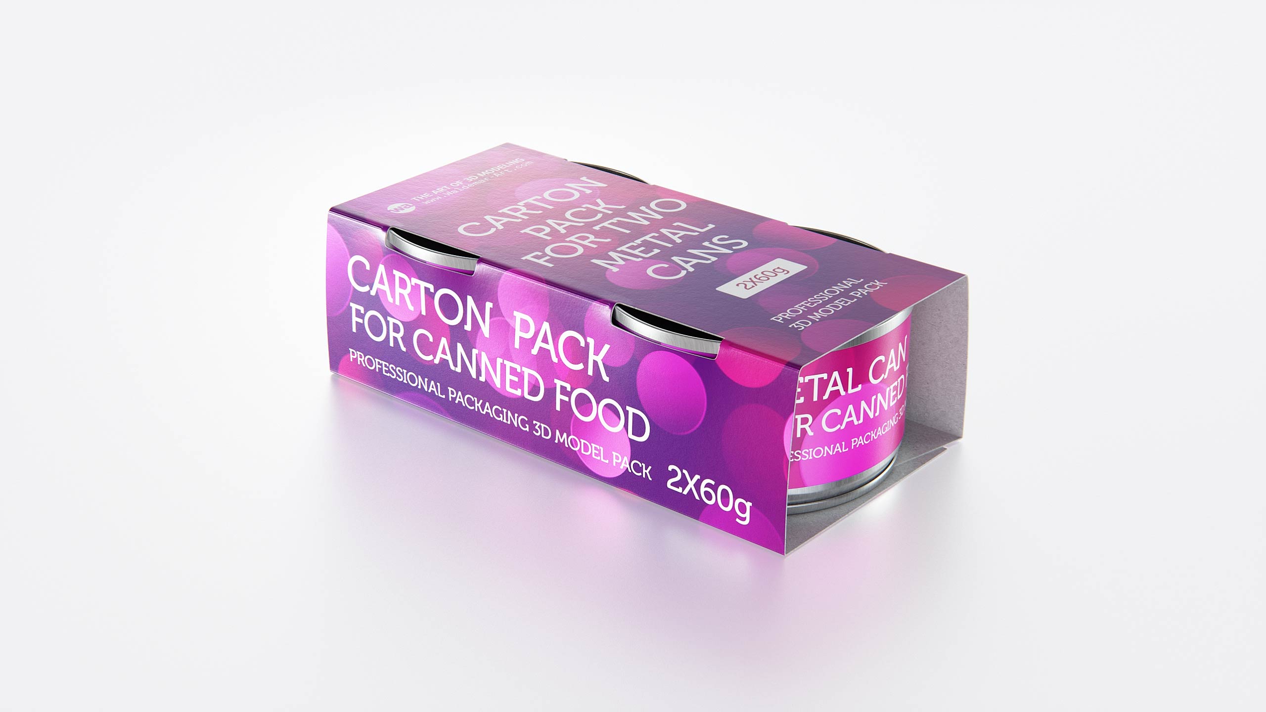 2x60g Metal Can for Canned Food Carton Pack 3D model / WA Design Studio