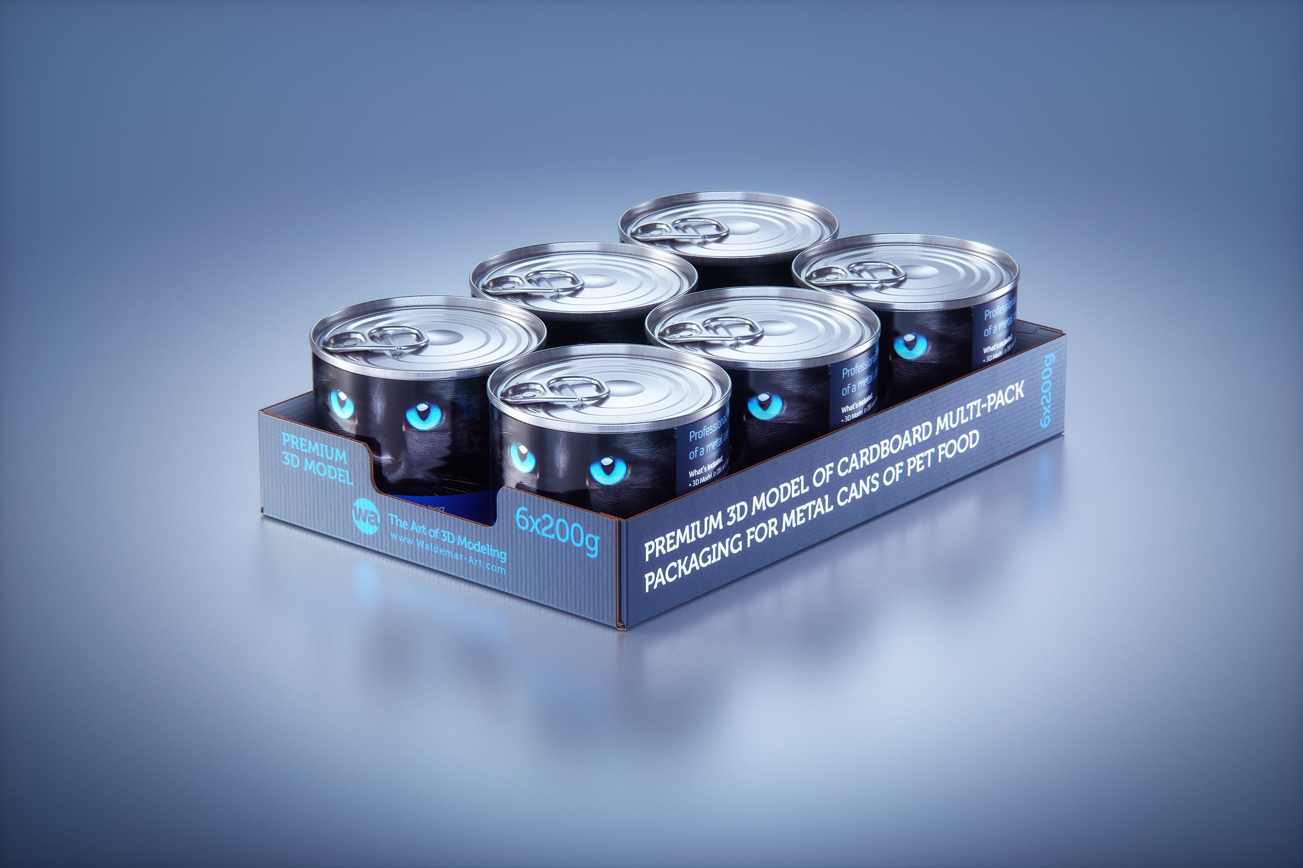 Premium 3D model of cardboard multi-pack packaging for 6x200g metal ...