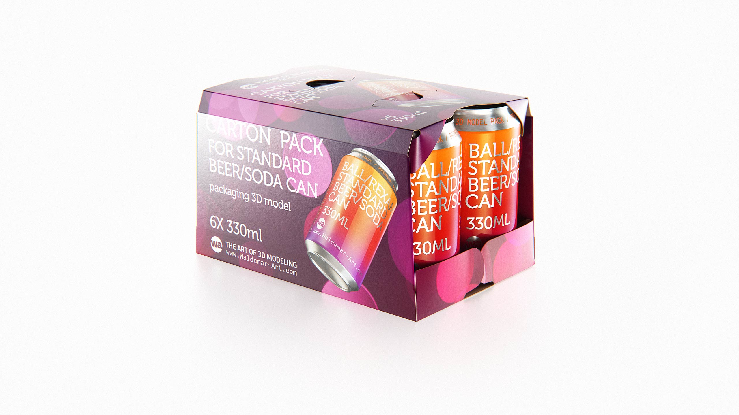 Premium Packaging 3D Model of carton package for 6x330ml Standard Beer ...