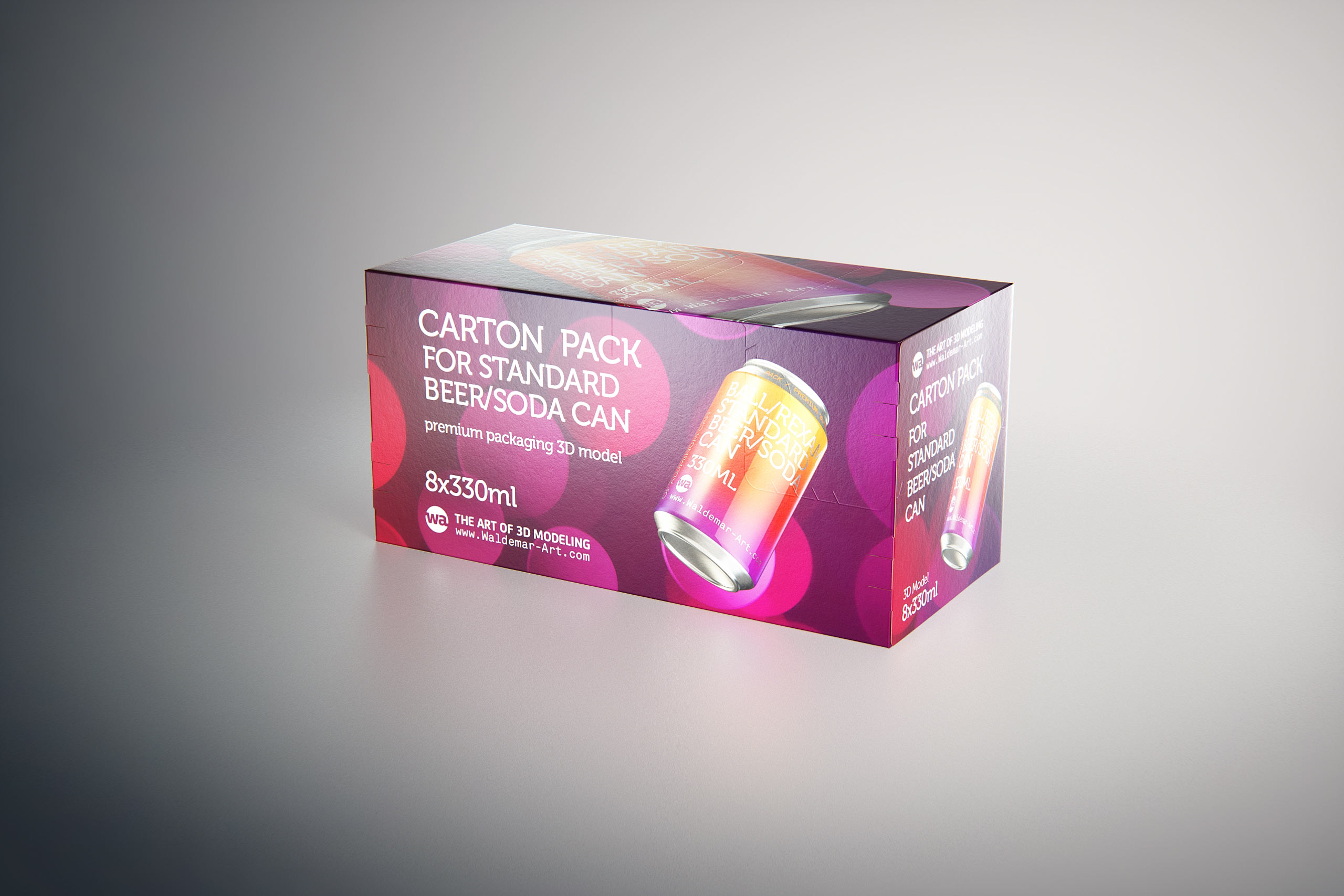 Premium Packaging 3D Model of carton box for 8x330ml Standard Soda/Beer ...