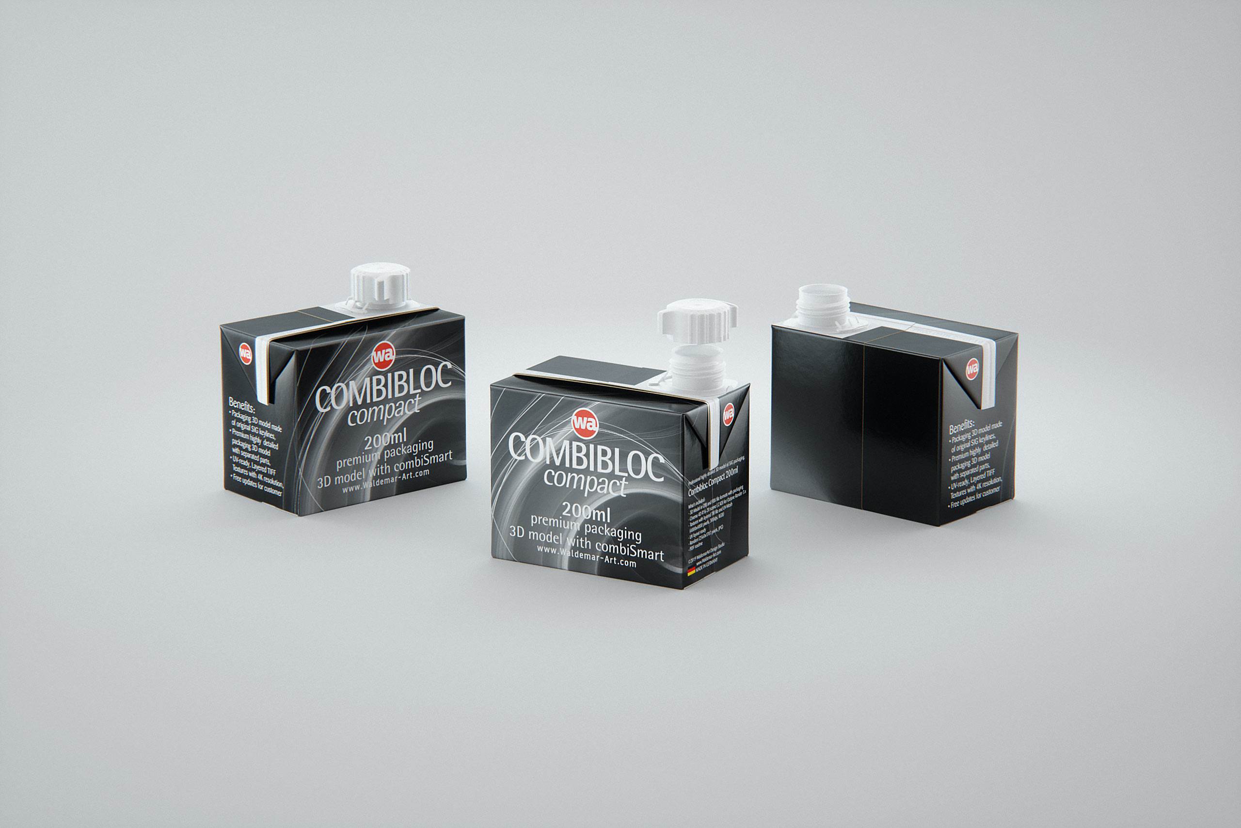 SIG combiBloc Compact 200ml with combiSmart closure packaging 3D model ...