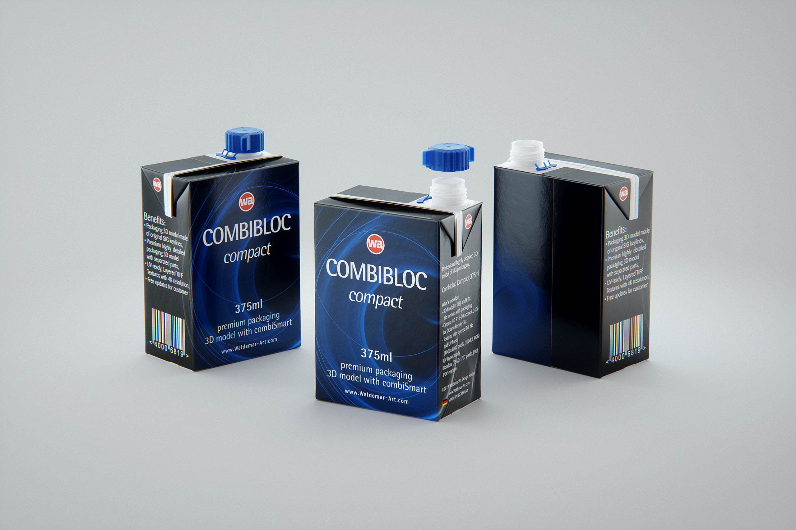 SIG combiBloc Compact 375ml with combiSmart closure packaging 3D model ...