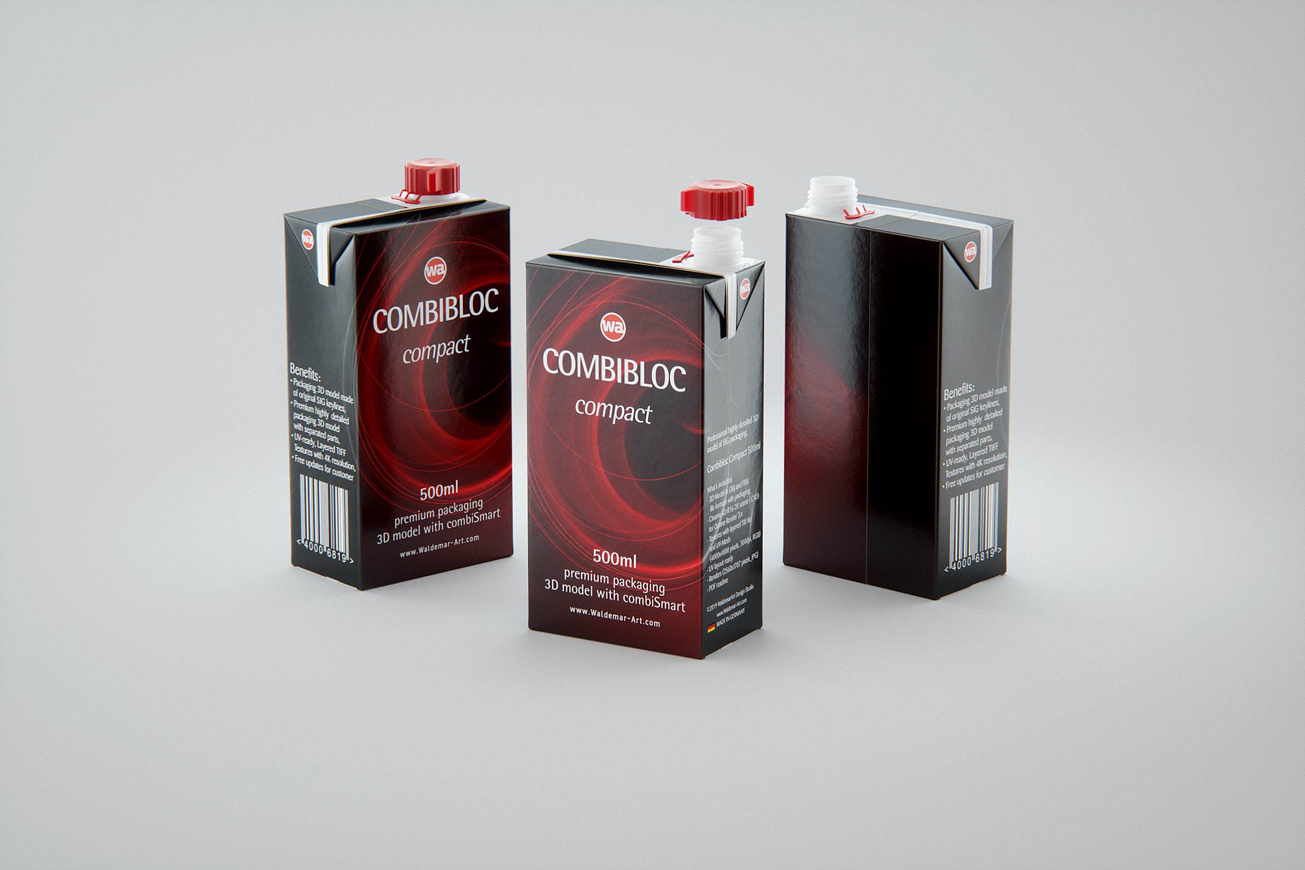 SIG combiBloc Compact 500ml with combiSmart closure packaging 3D model ...