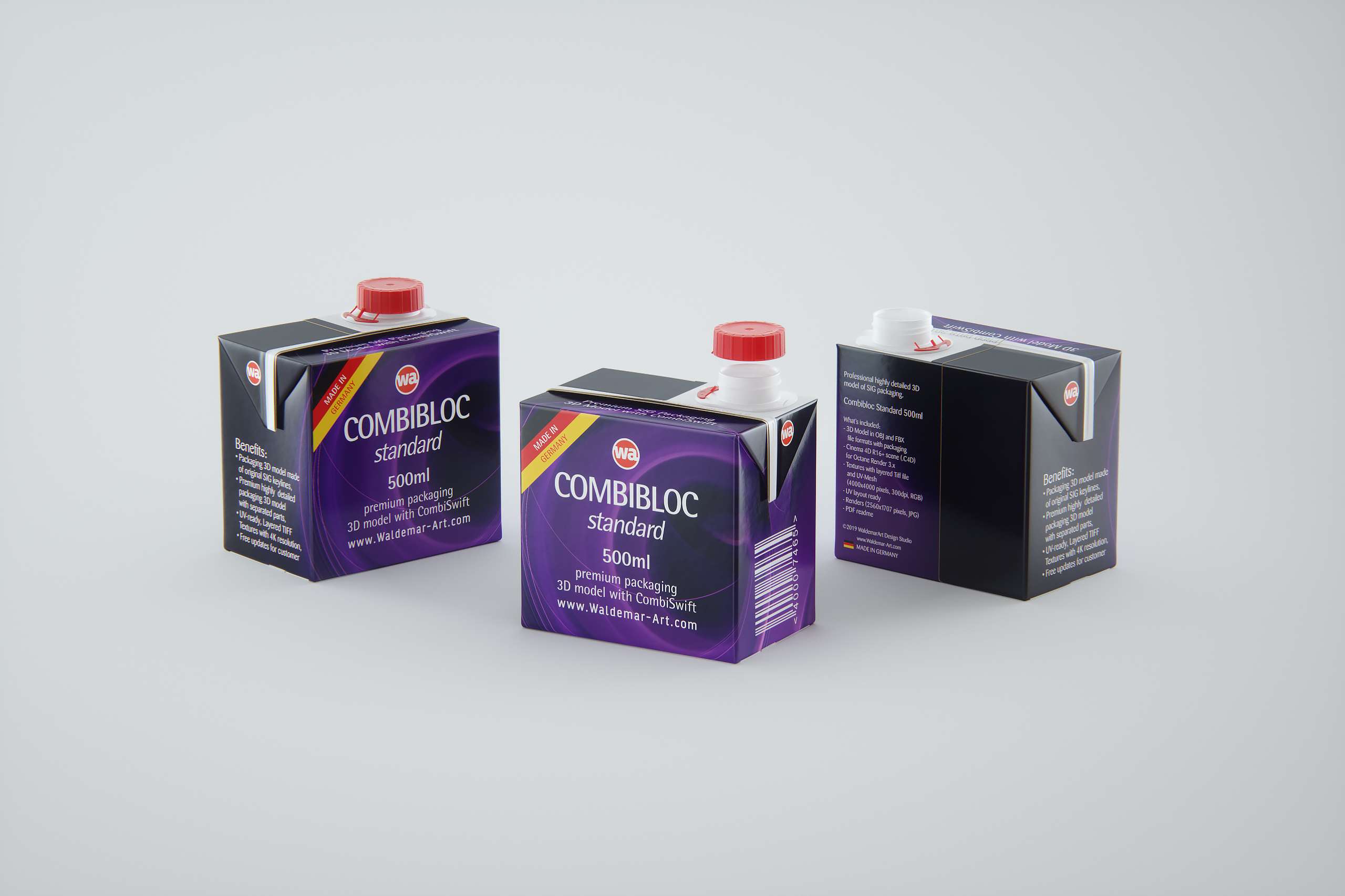 SIG Combibloc Standard 500ml packaging 3d model with CombiSwift closure ...