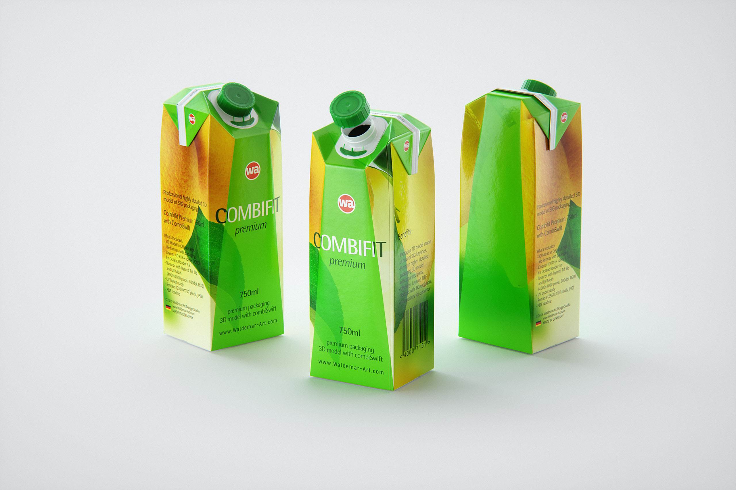 SIG Combifit Premium 750ml with Combi-Swift closer Packaging 3D model ...