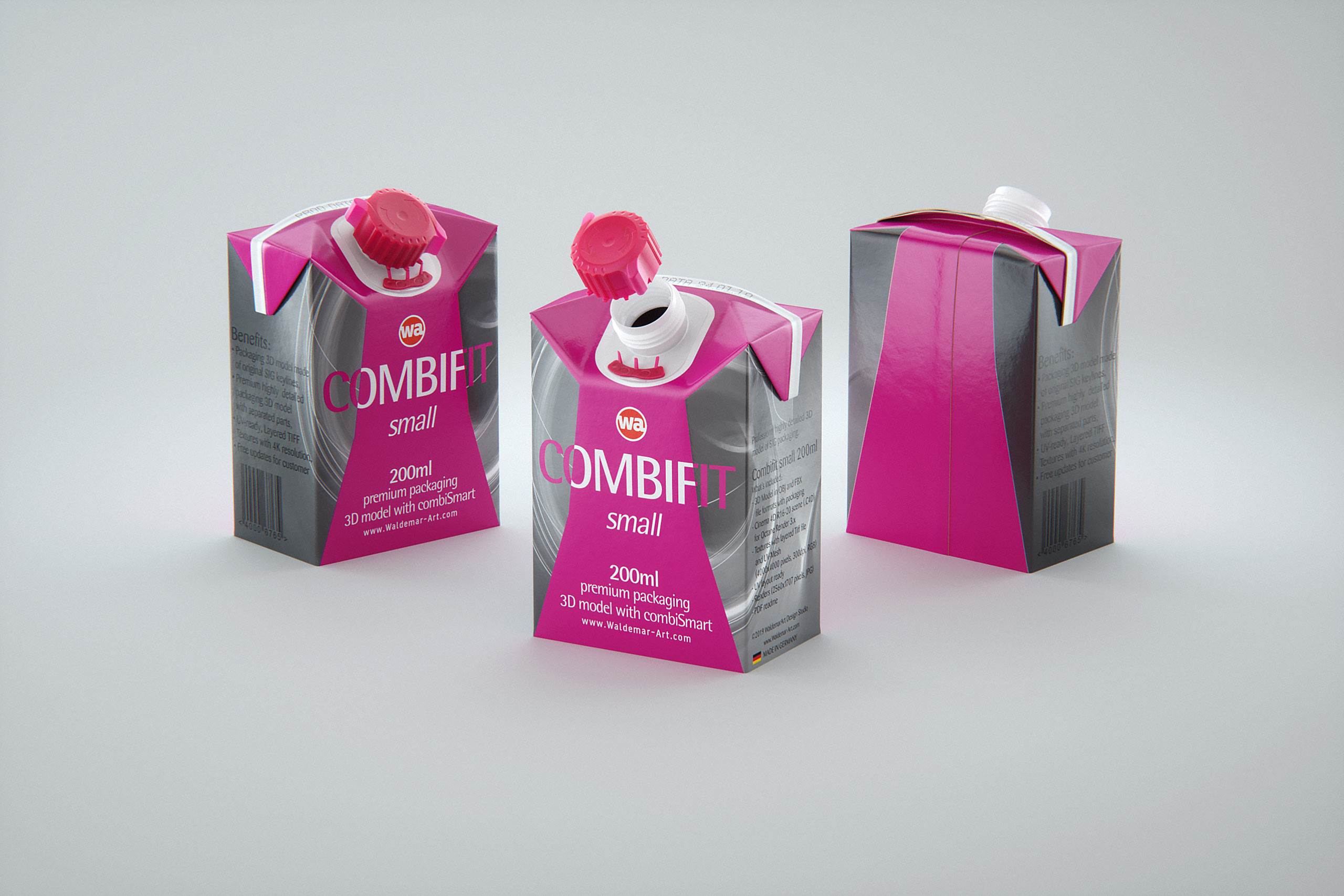 SIG combiFit Small 200ml with combiSmart closure packaging 3D model ...