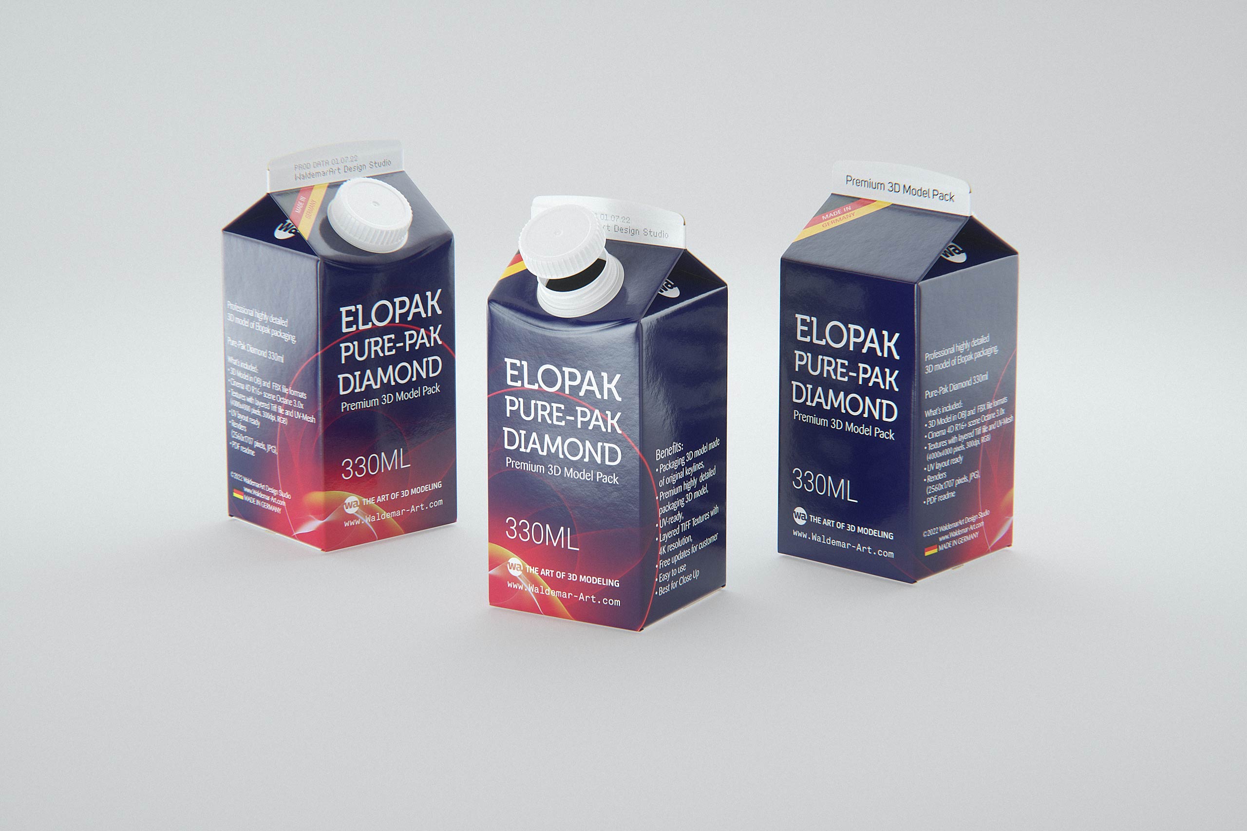 Elopak Pure-Pak Diamond Square 330ml carton packaging 3D model pack ...