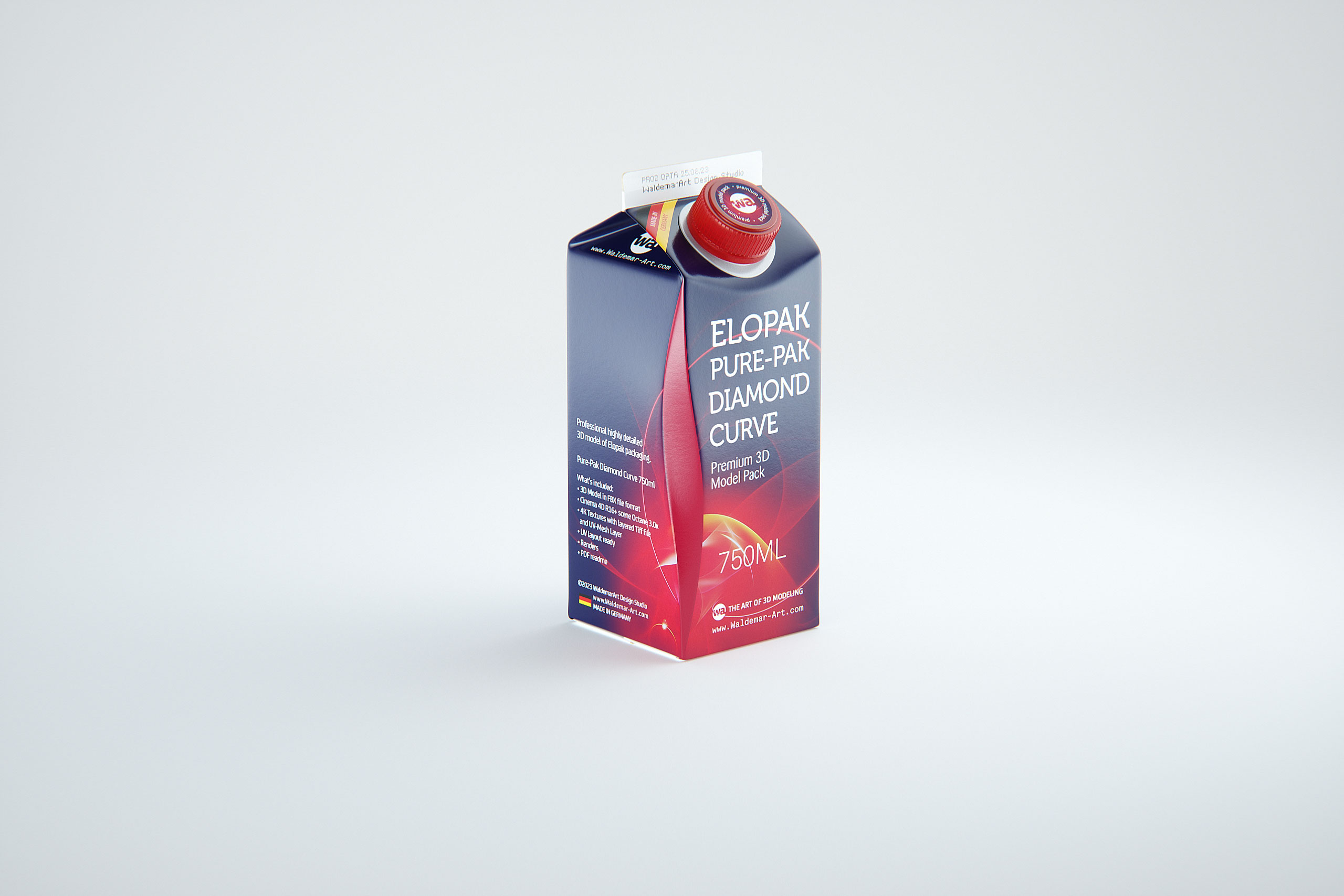 Premium carton packaging 3D model of Elopak Pure-Pak Diamond Curve ...