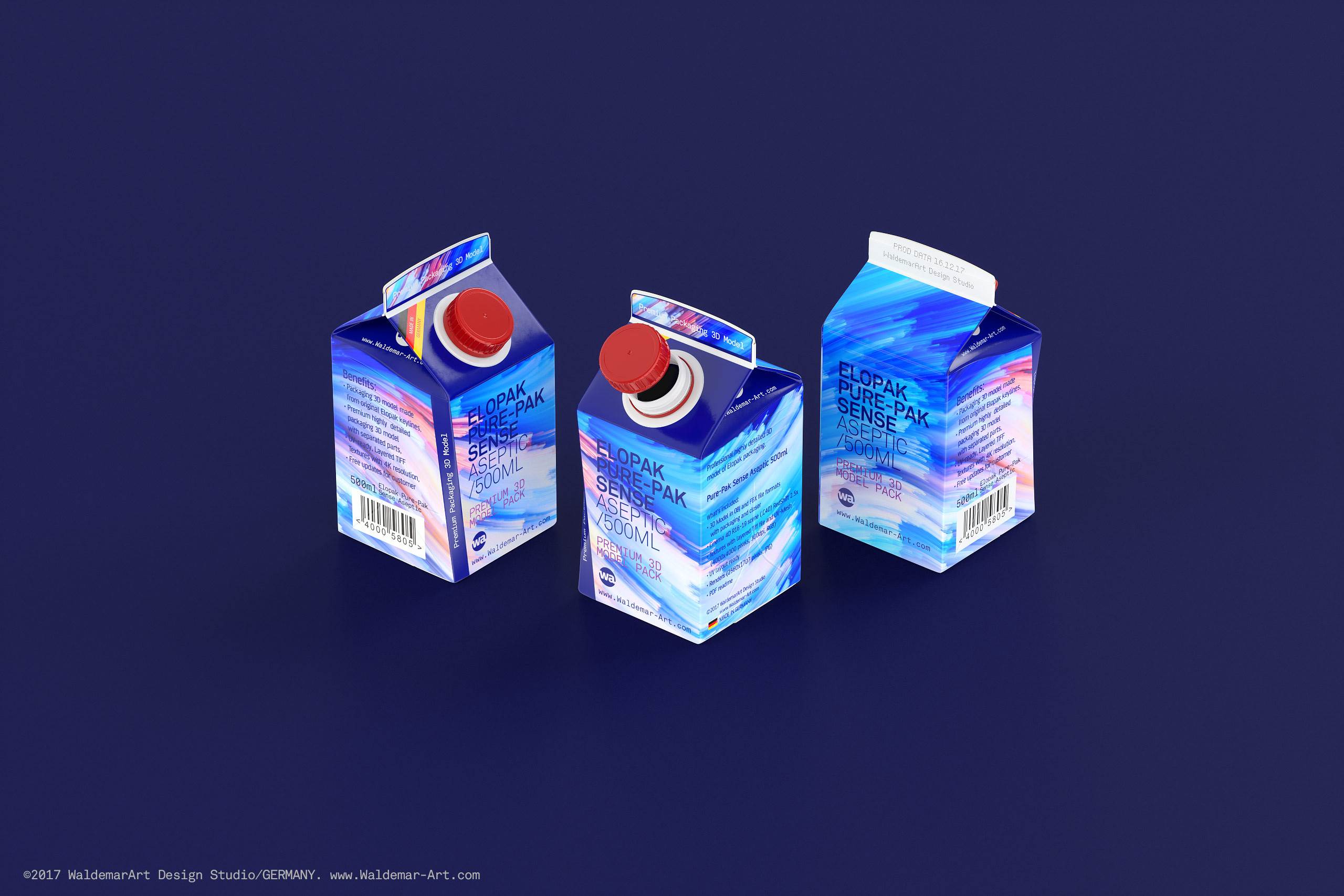 Elopak Pure-Pak Sense Linea 500ml Carton packaging 3D model / WA Design ...