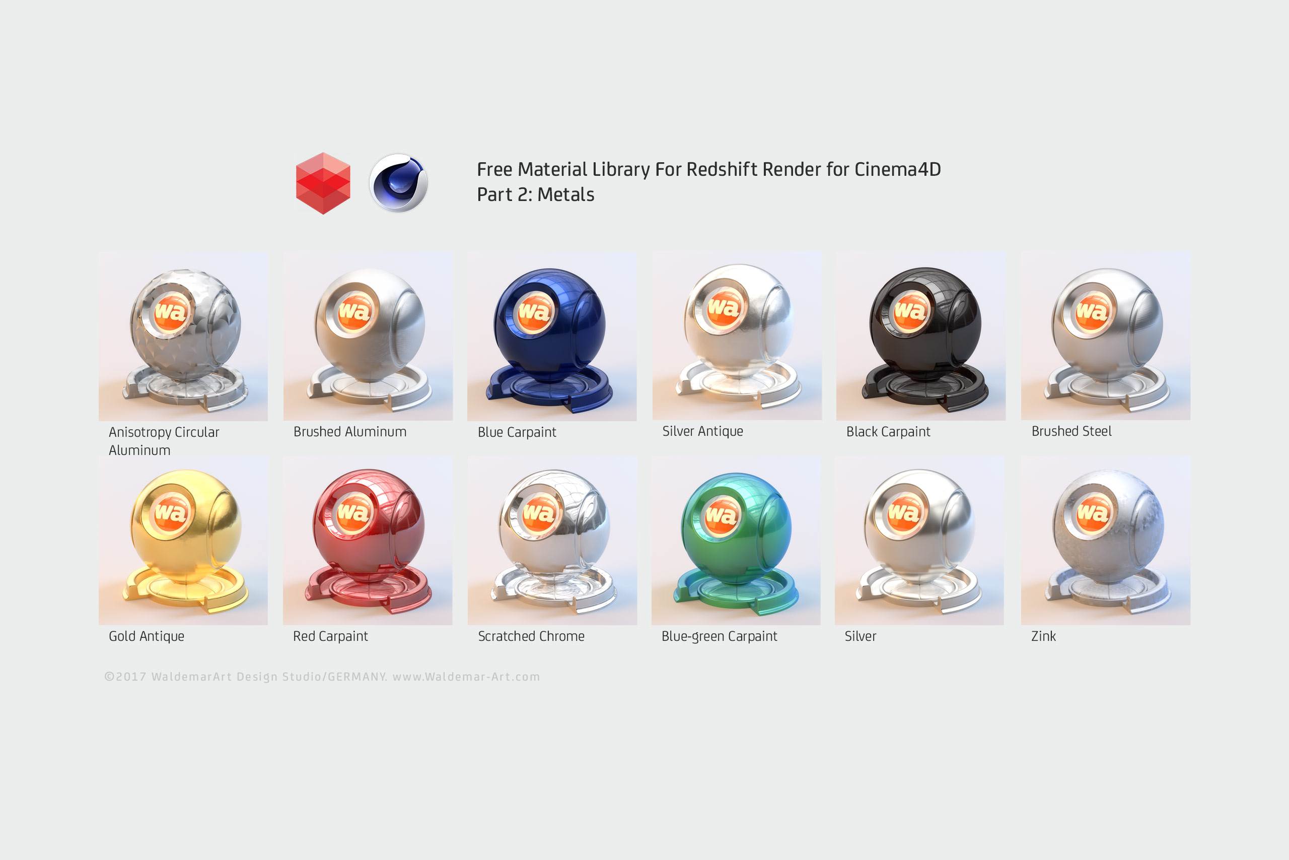 Free Redshift Material Pack/Library for Cinema 4D - Part 2 - Metals ...