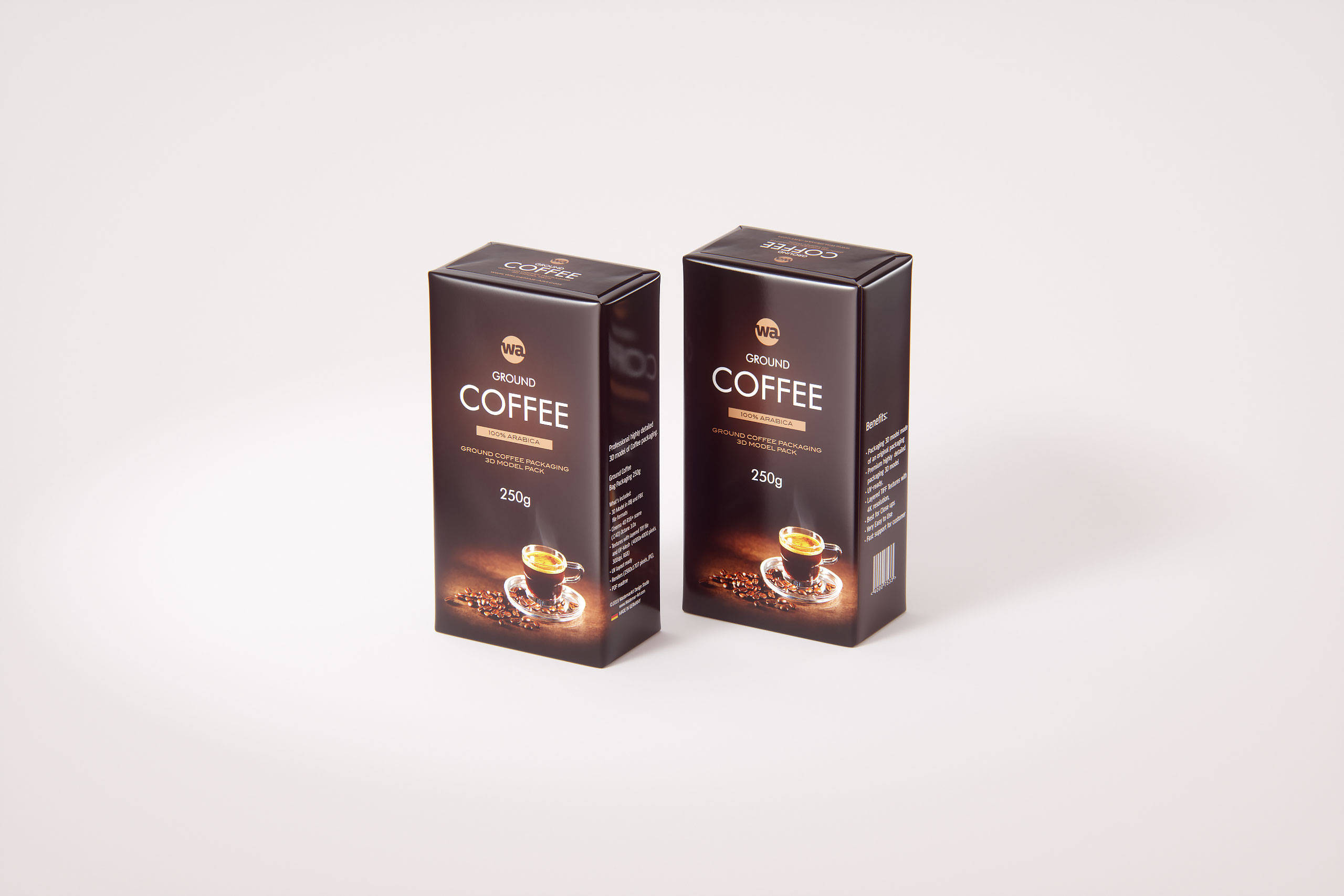 Ground Coffee Packaging 250g 3d model pack / WA Design Studio