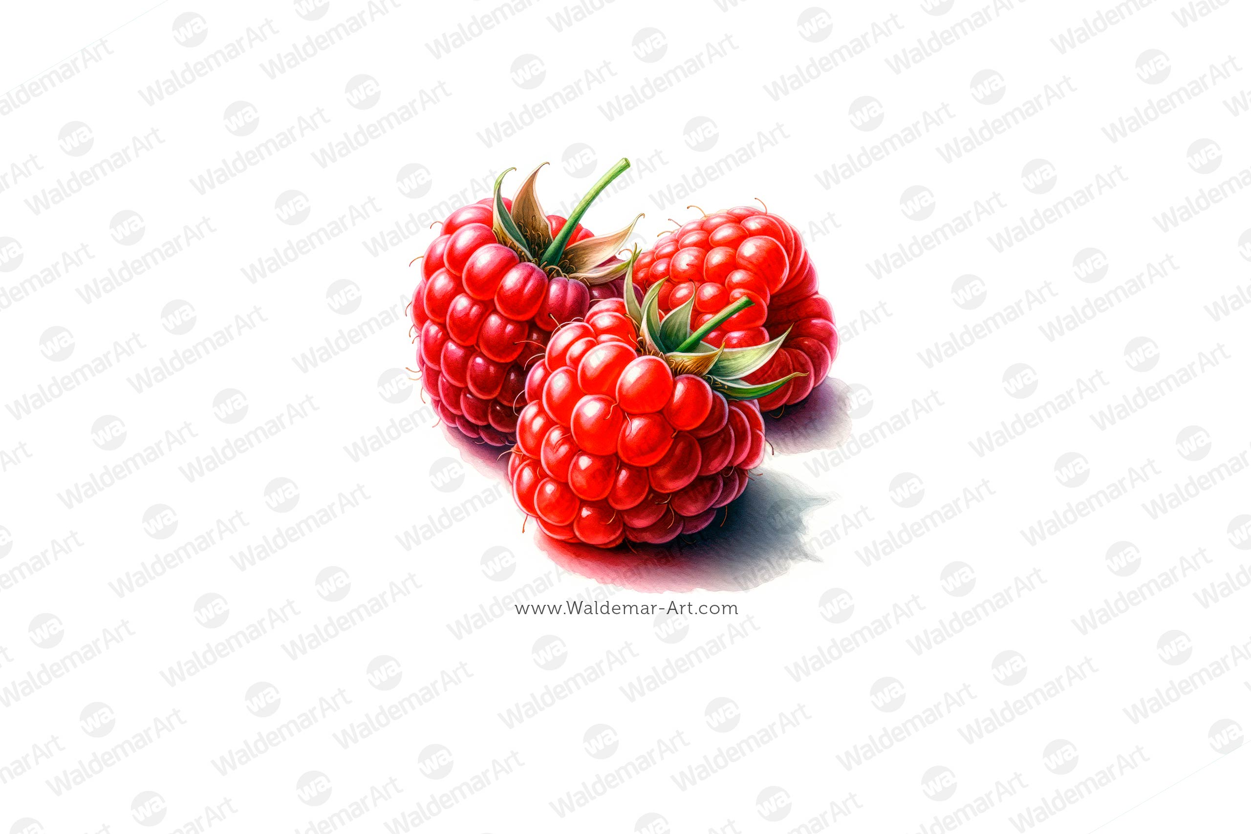 Premium Watercolor illustration of the three raspberries for packaging ...