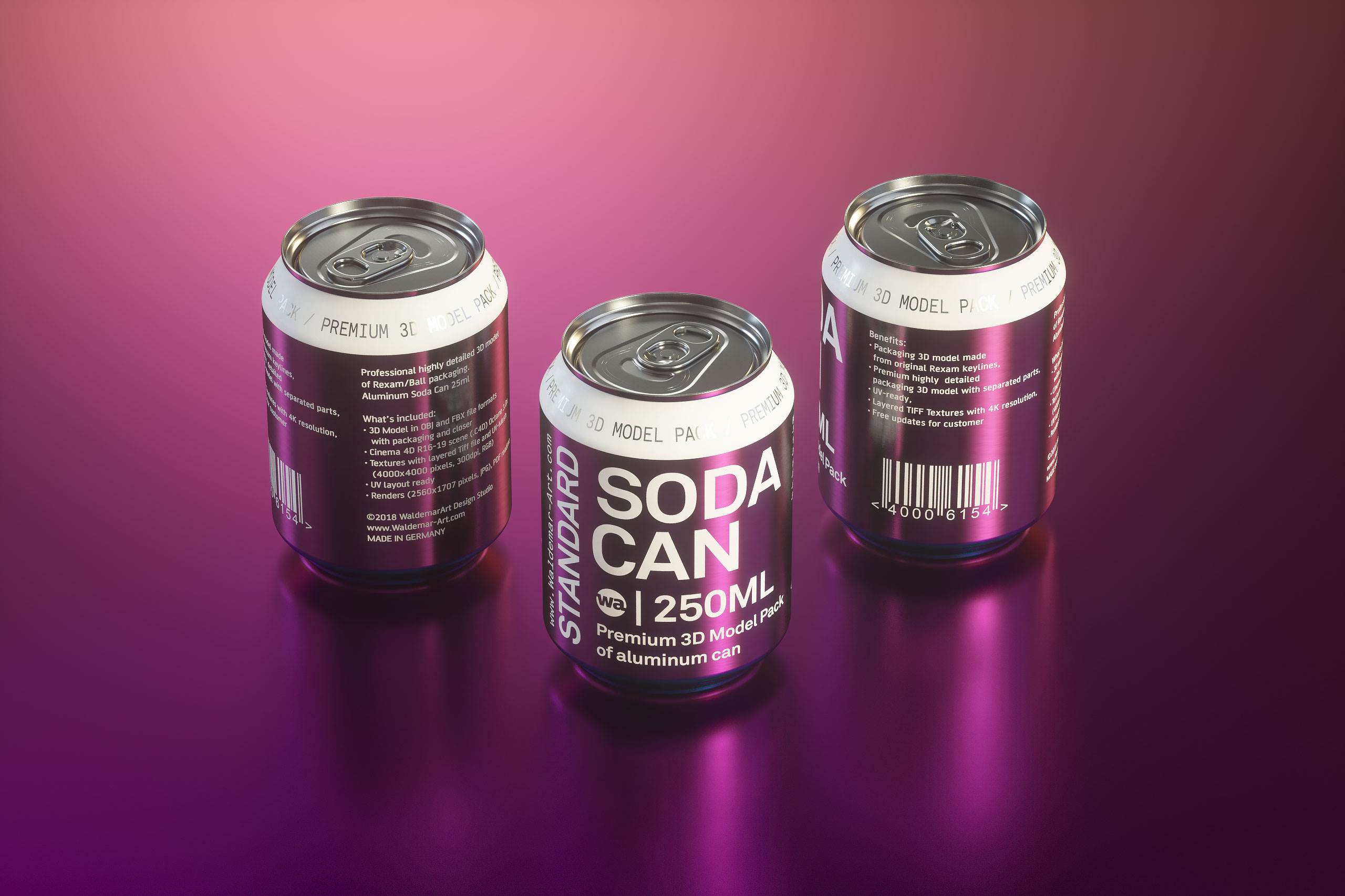 Ball/Rexam Soda Metal Can 250ml Premium 3D model pack / WA Design Studio
