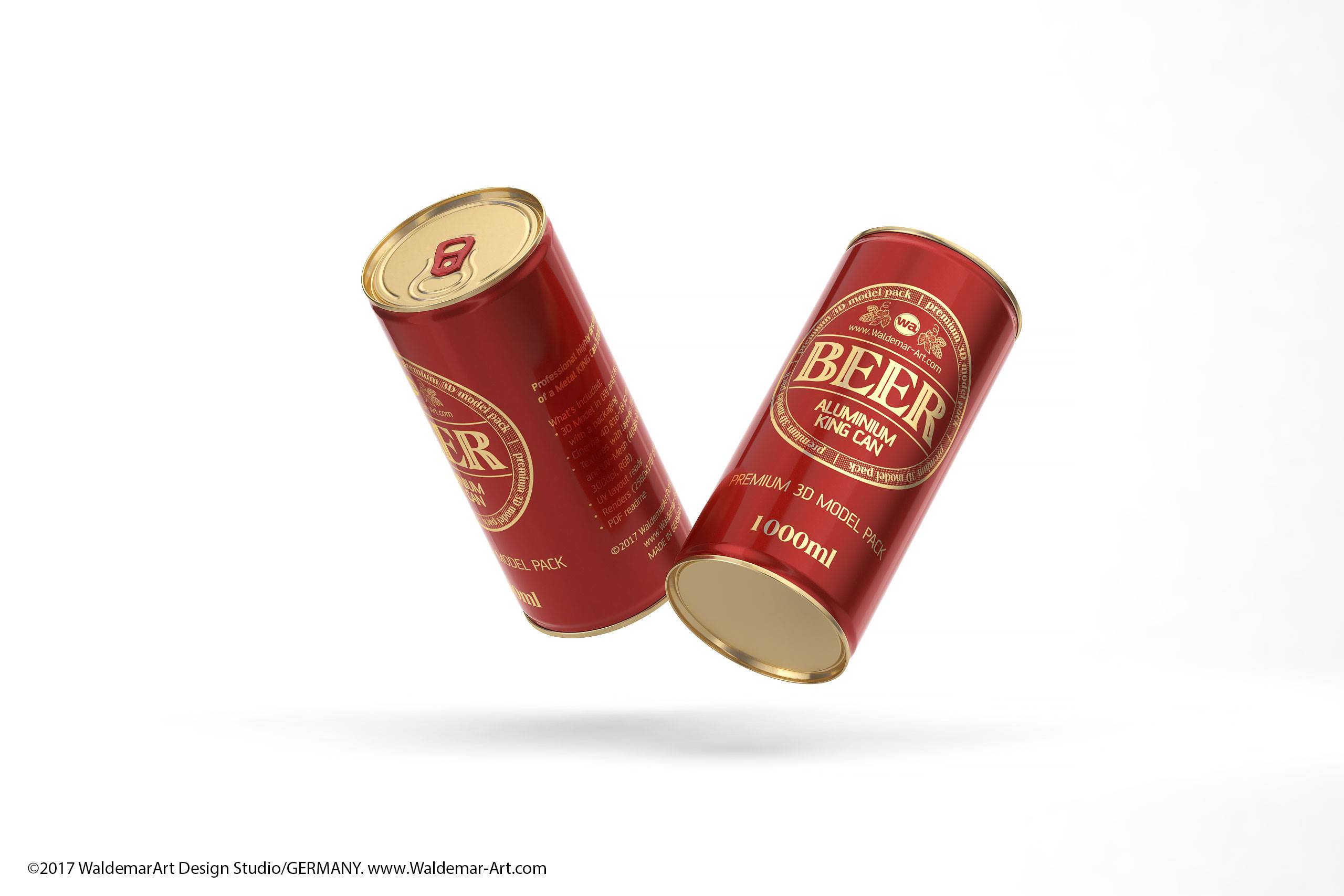 BALL (REXAM) Aluminum KING Size Beer Can 1000ml packaging 3D model / WA ...