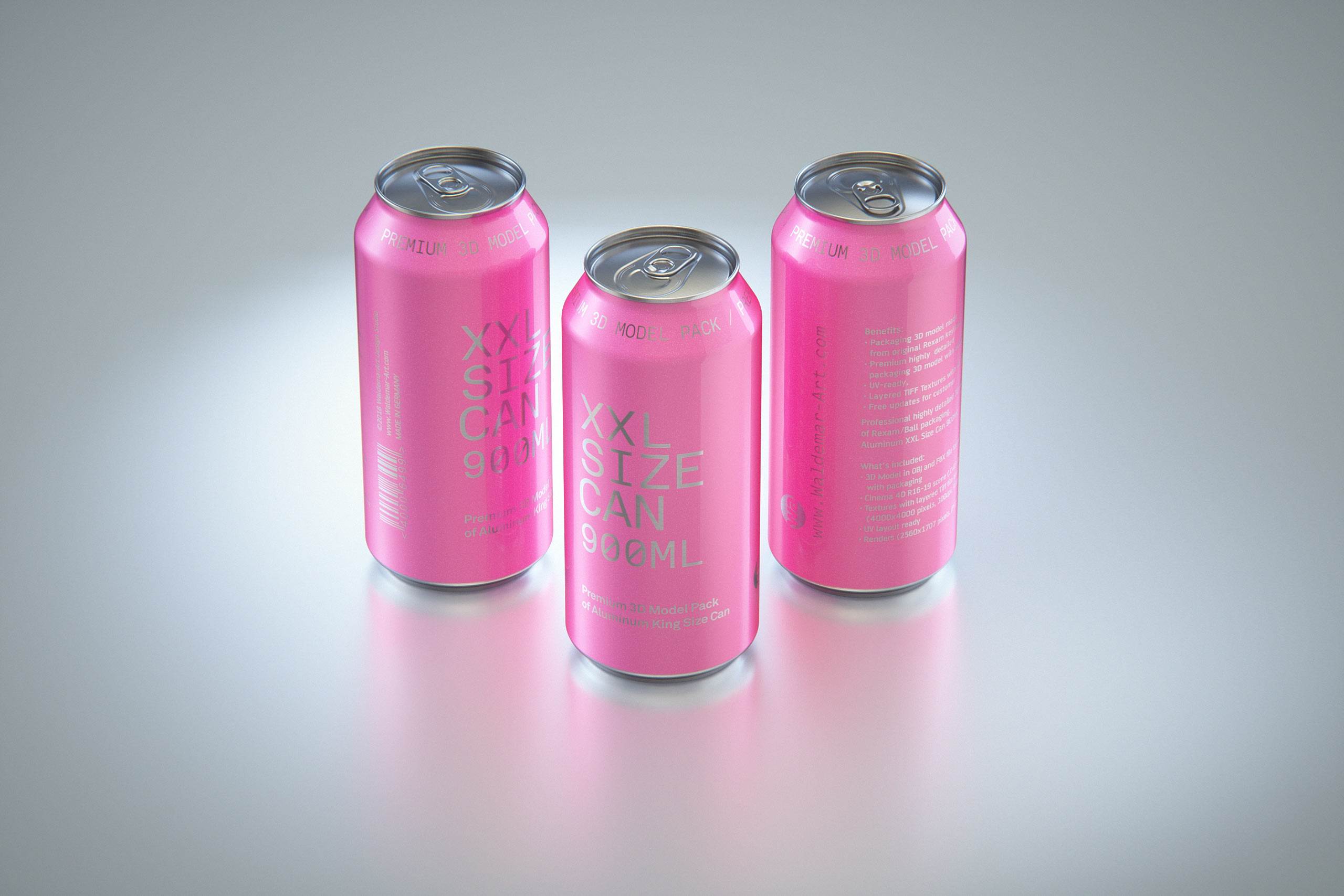 Ball/Rexam Metal XXL Size Can 900ml Premium packaging 3D model pack ...