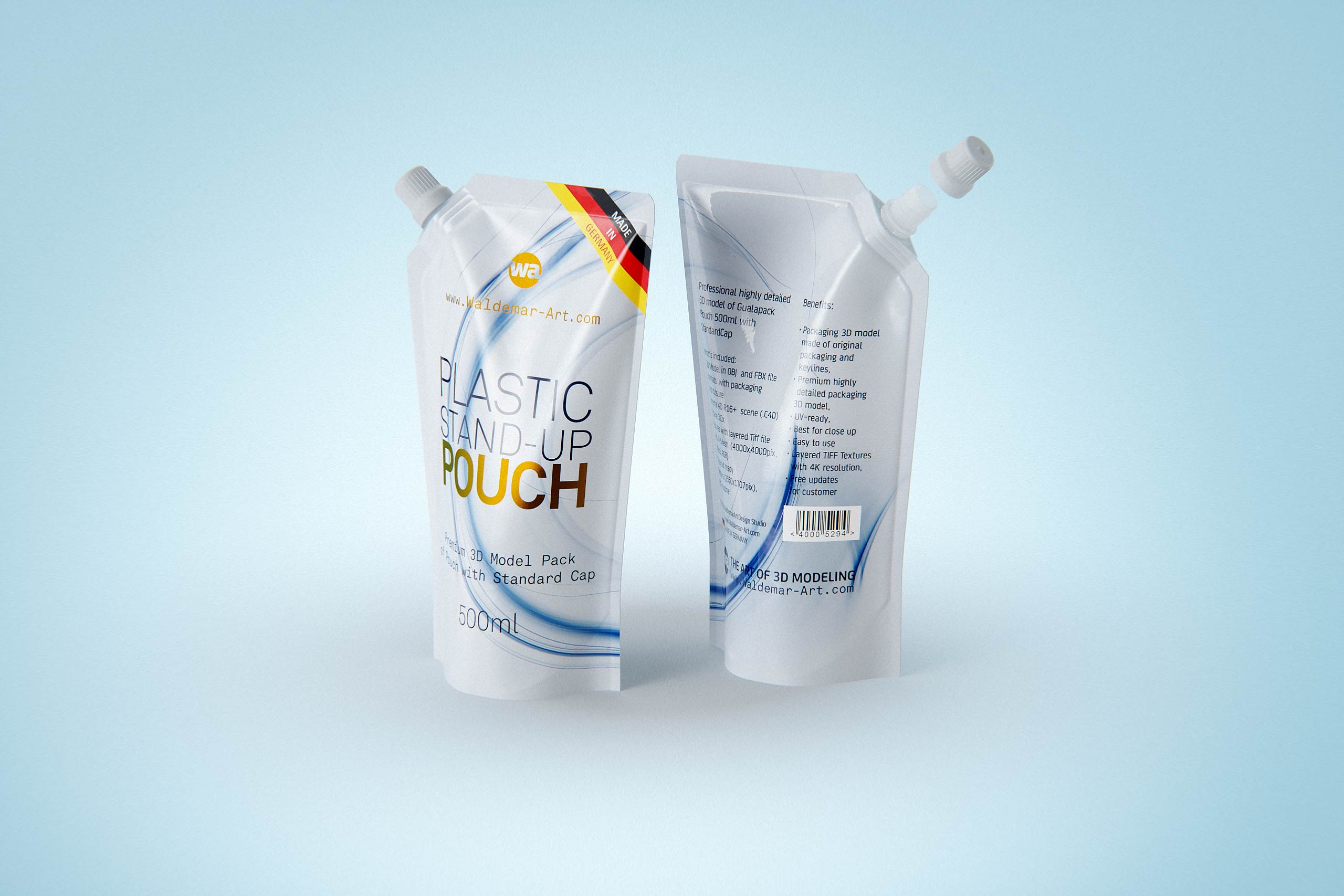 Plastic Stand-Up Pouch 500ml for hand wash packaging 3D model / WA ...