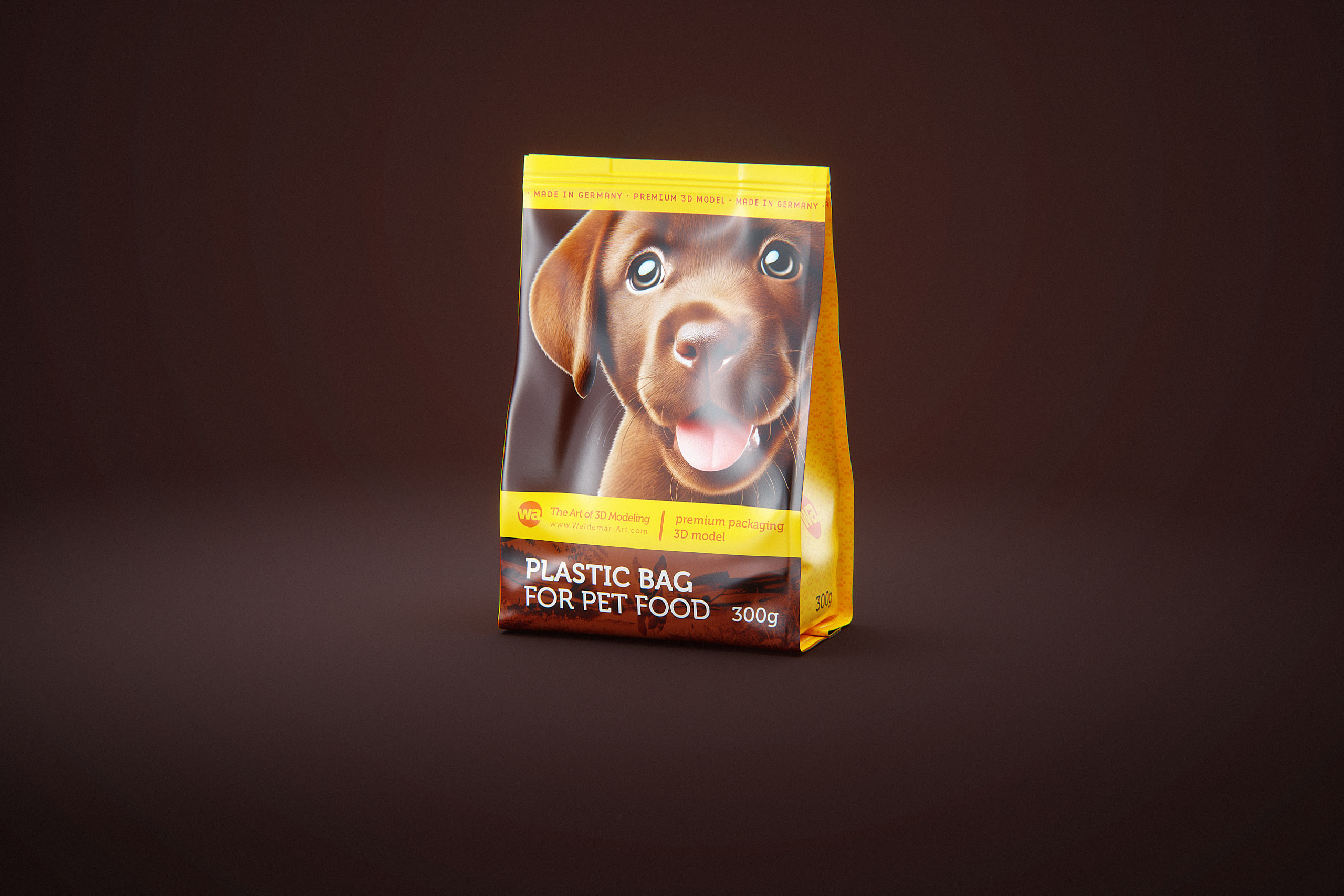 300g plastic bag of pet food premium packaging 3d model / WA Design Studio
