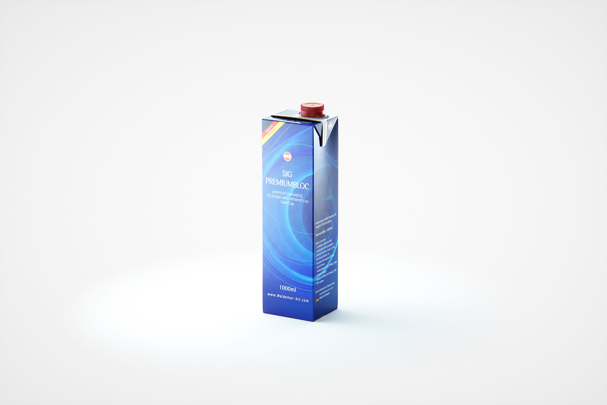 Sig PremiumBloc 1000ml carton packaging with a tethered cap SwiftCap ...