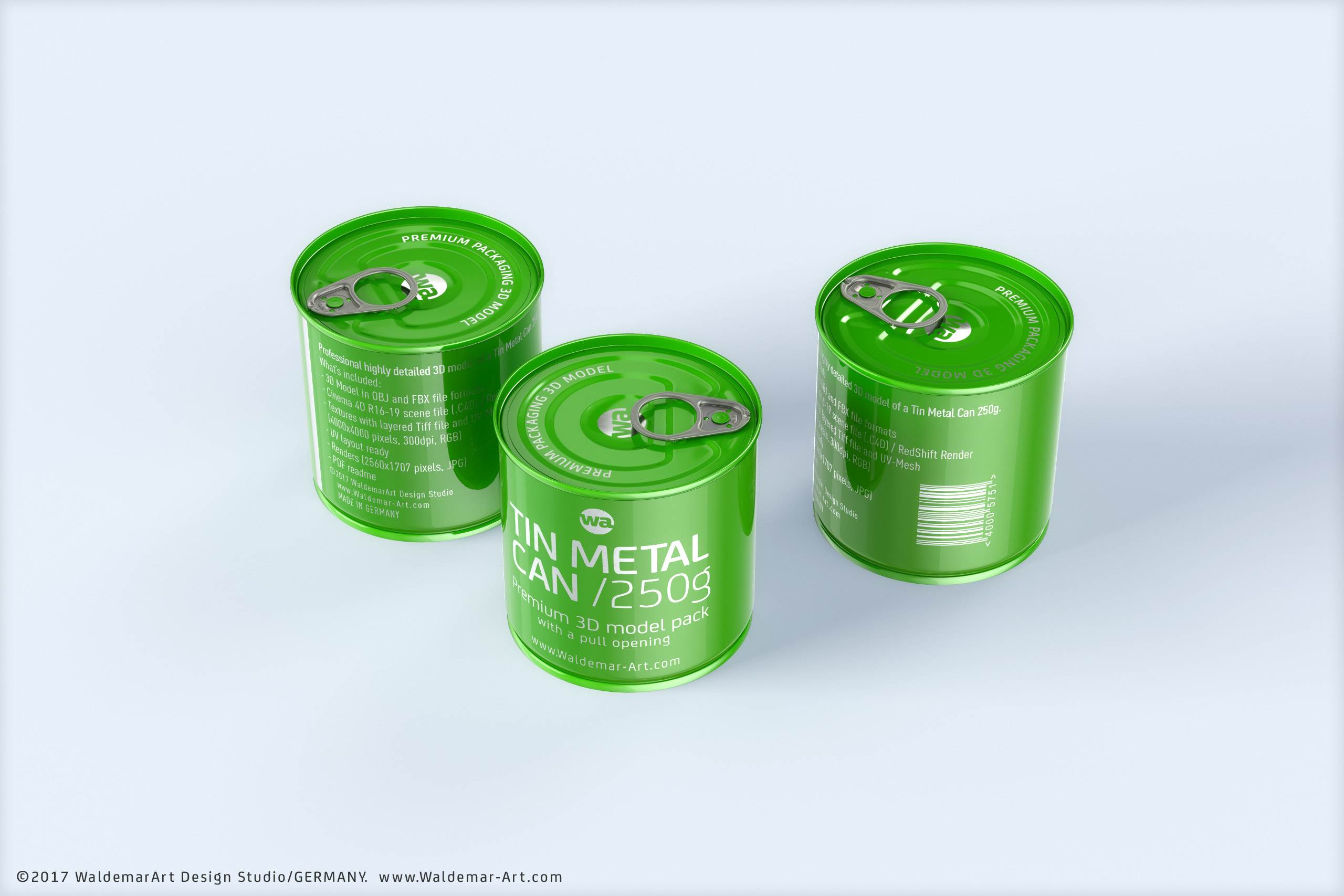 Packaging 3D model of the Tin metal can 250g with pull open / WA Design ...