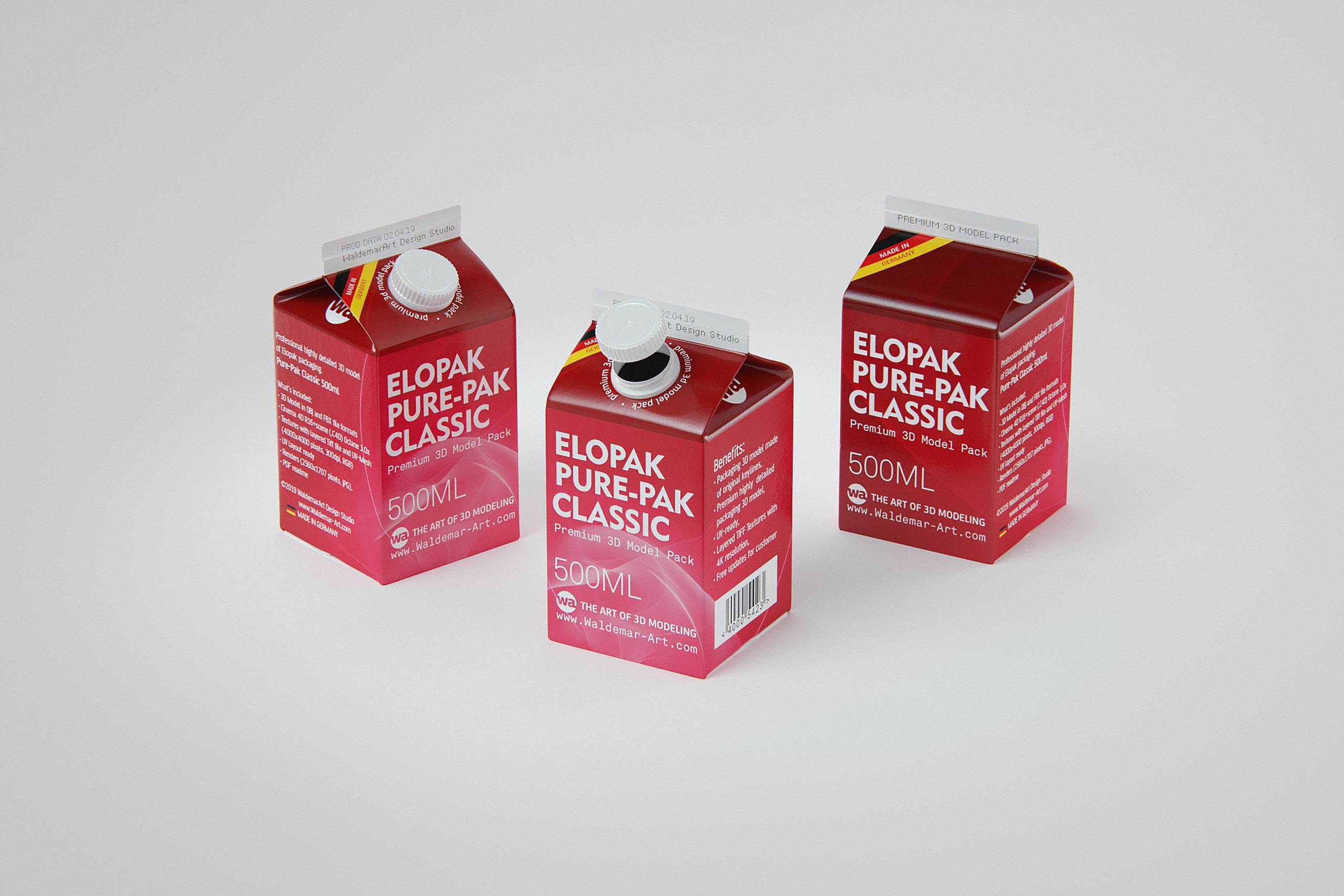 Elopak 3d model - Pure-Pak Classic 500ml packaging 3d model / WA Design ...