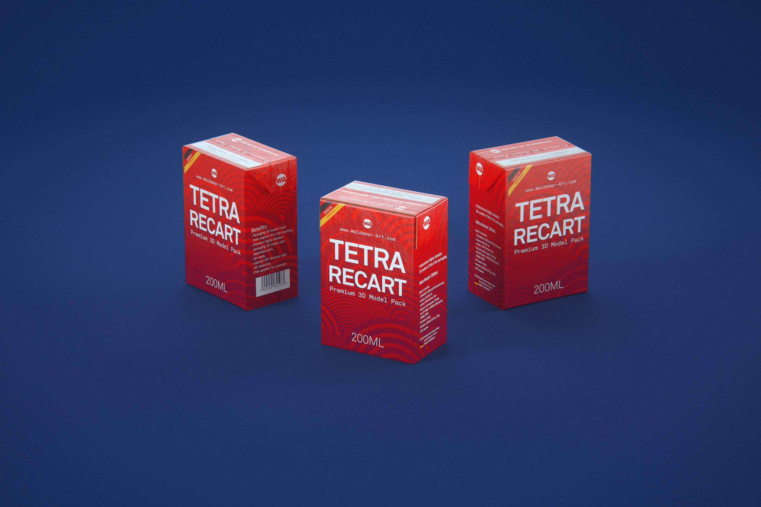 Tetra Pack Recart 200ml Premium carton packaging 3D model pak / WA ...