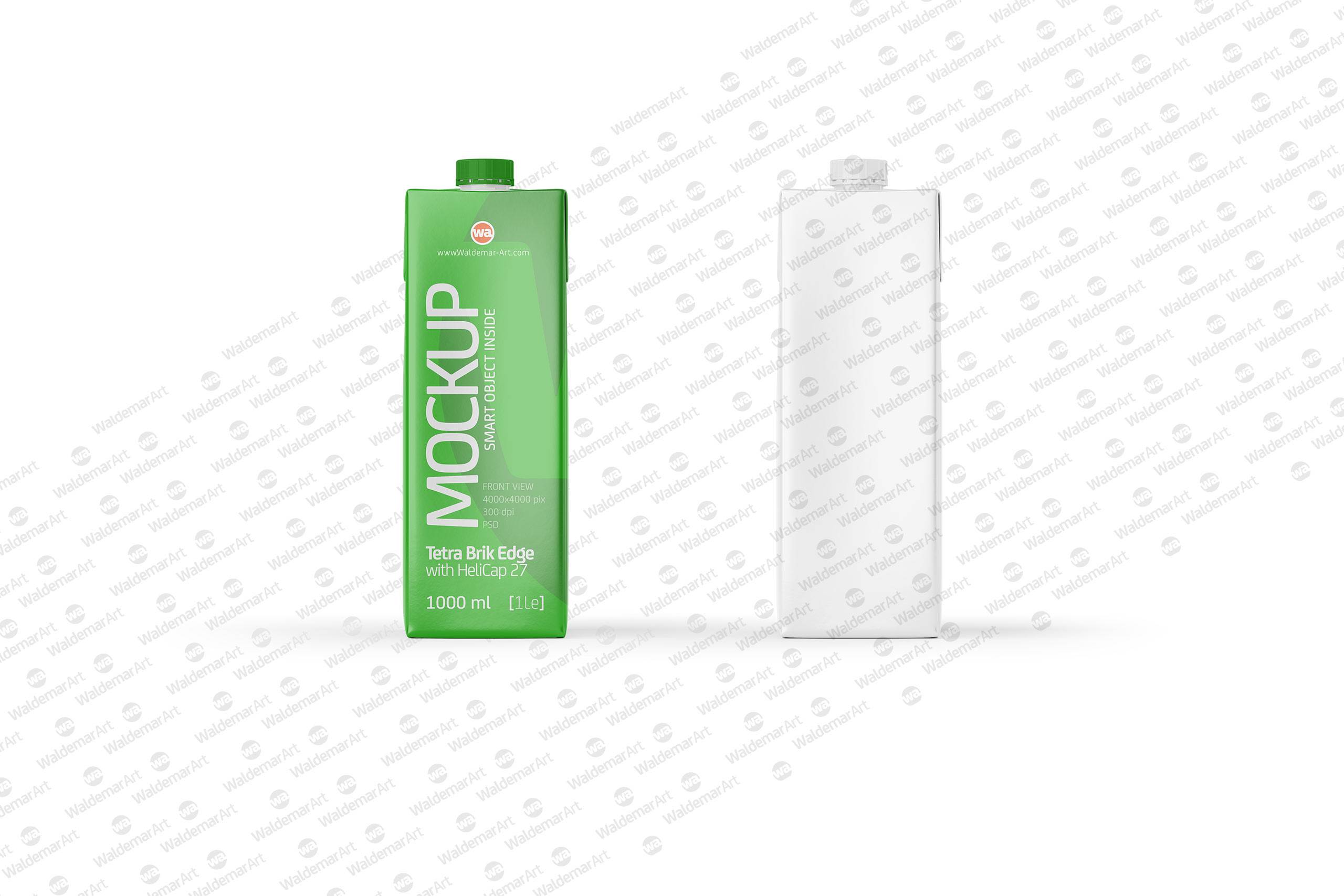 Mockup of Tetra Pack Brick 1000ml Square with HeliCap 27 - Front view ...
