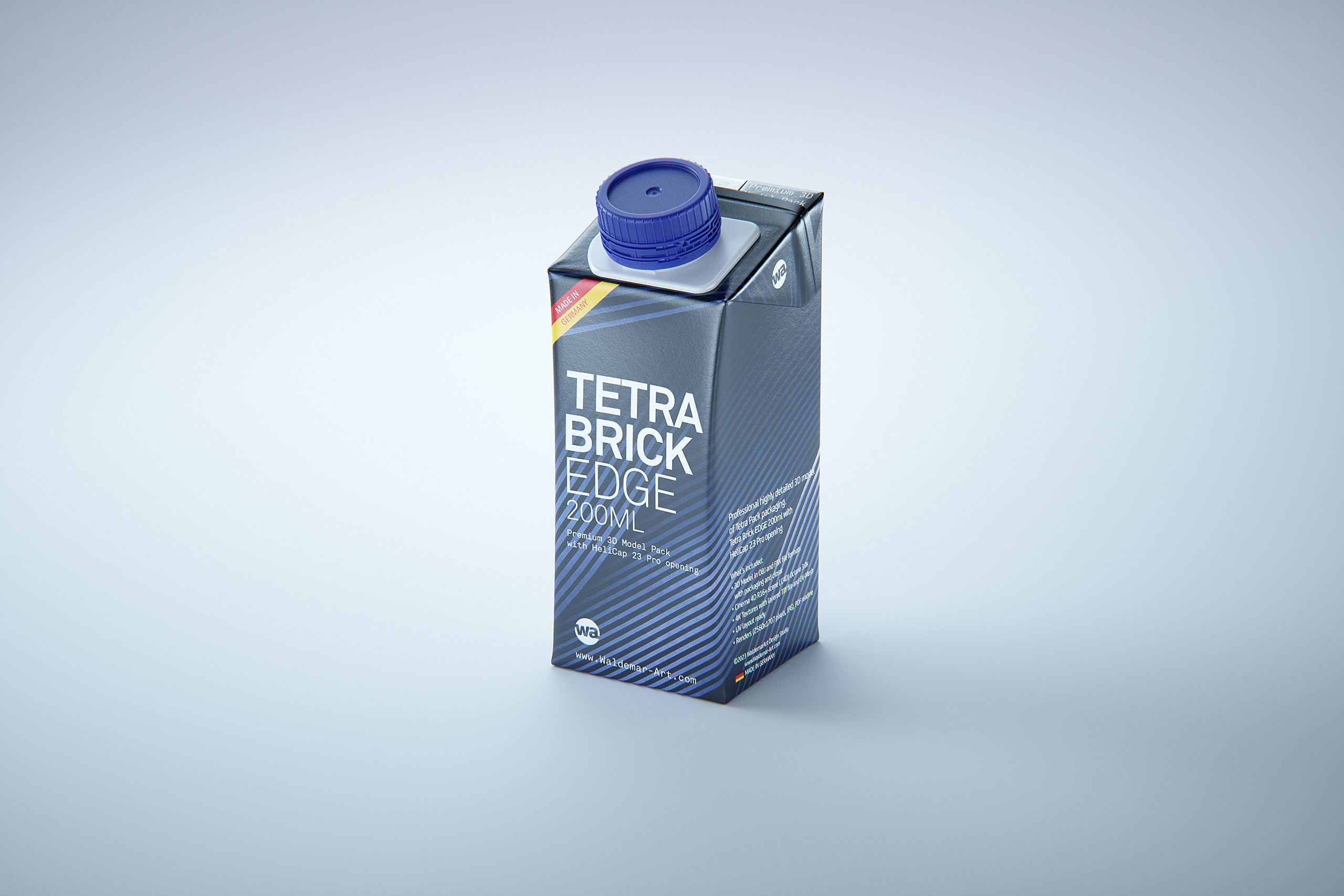 Tetra Brik EDGE 200ml with tethered cap HeliCap 23 Pro packaging 3d ...