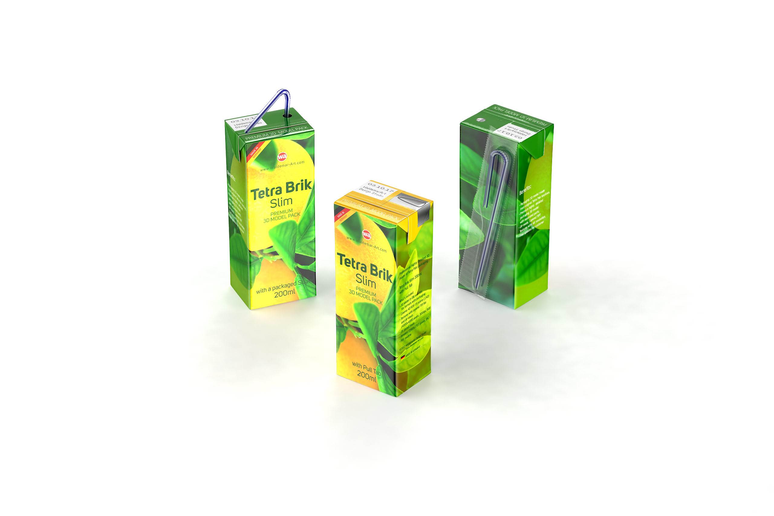 Tetra Pack Brick Slim 200ml with Pull Tab and a packaged straw package ...