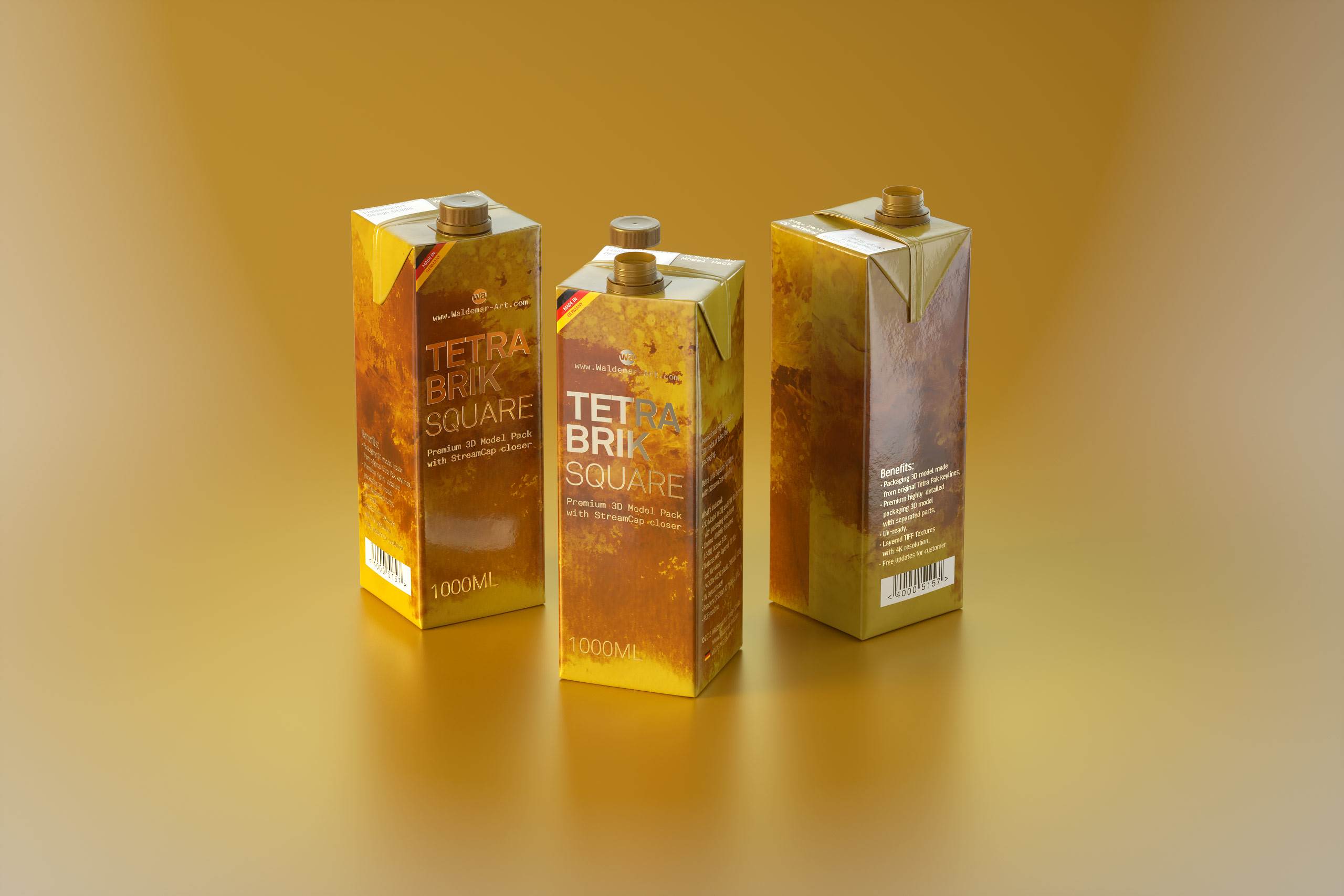 Tetra Pack Brick Square 1000ml with StreamCap Premium Packaging 3d ...