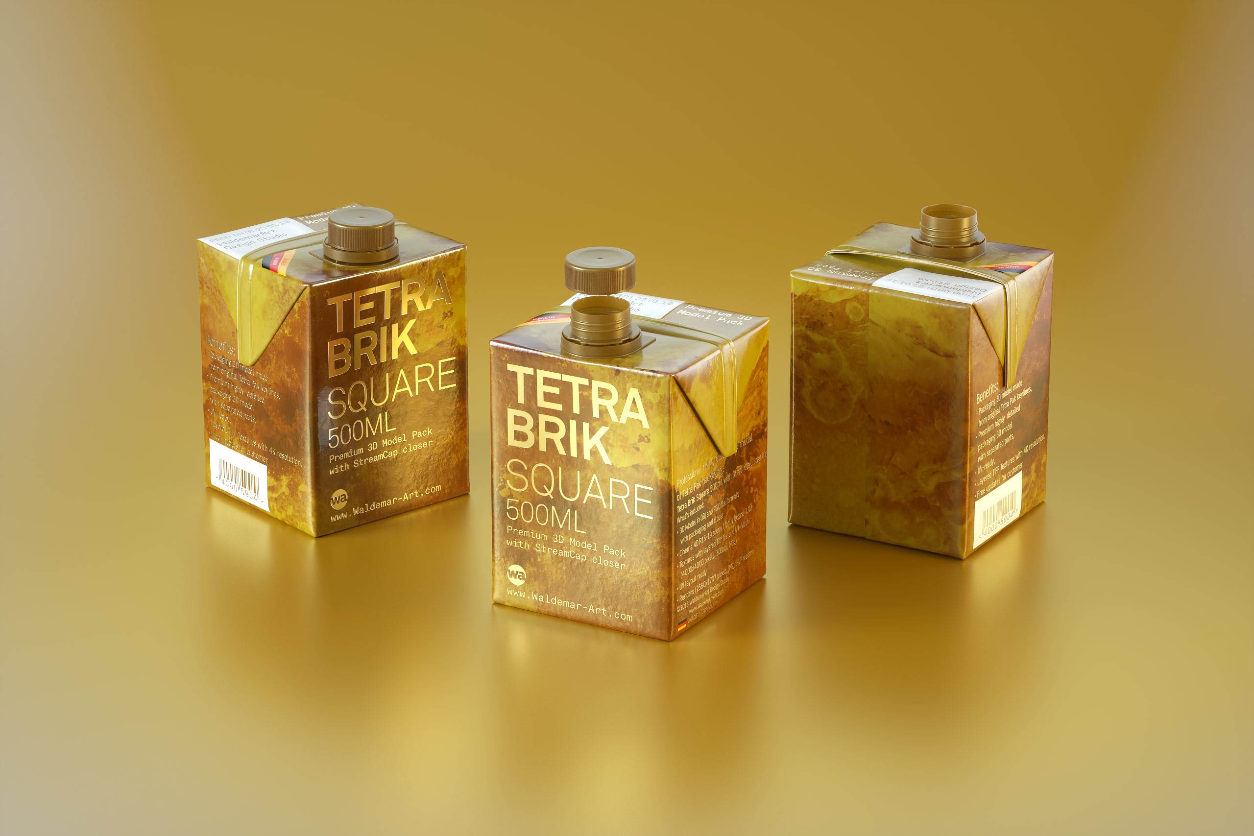 Tetra Pack Brick Square 500ml with StreamCap Premium 3D model pak / WA ...