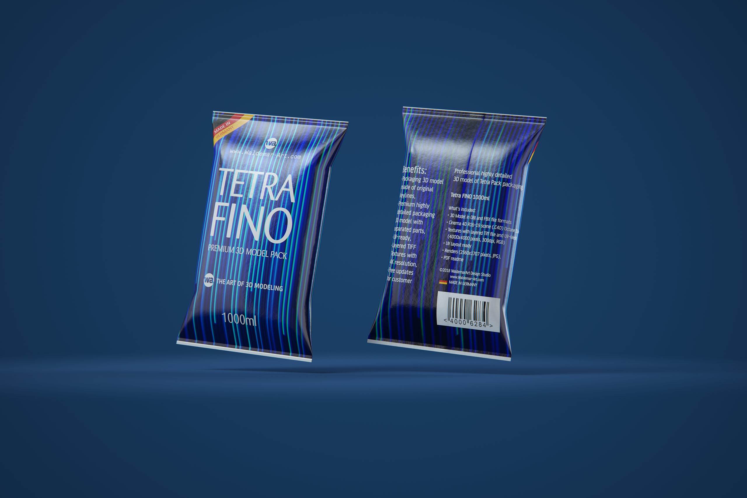 Tetra Pack FINO Continuous 1000ml Professional Packaging 3D model / WA ...