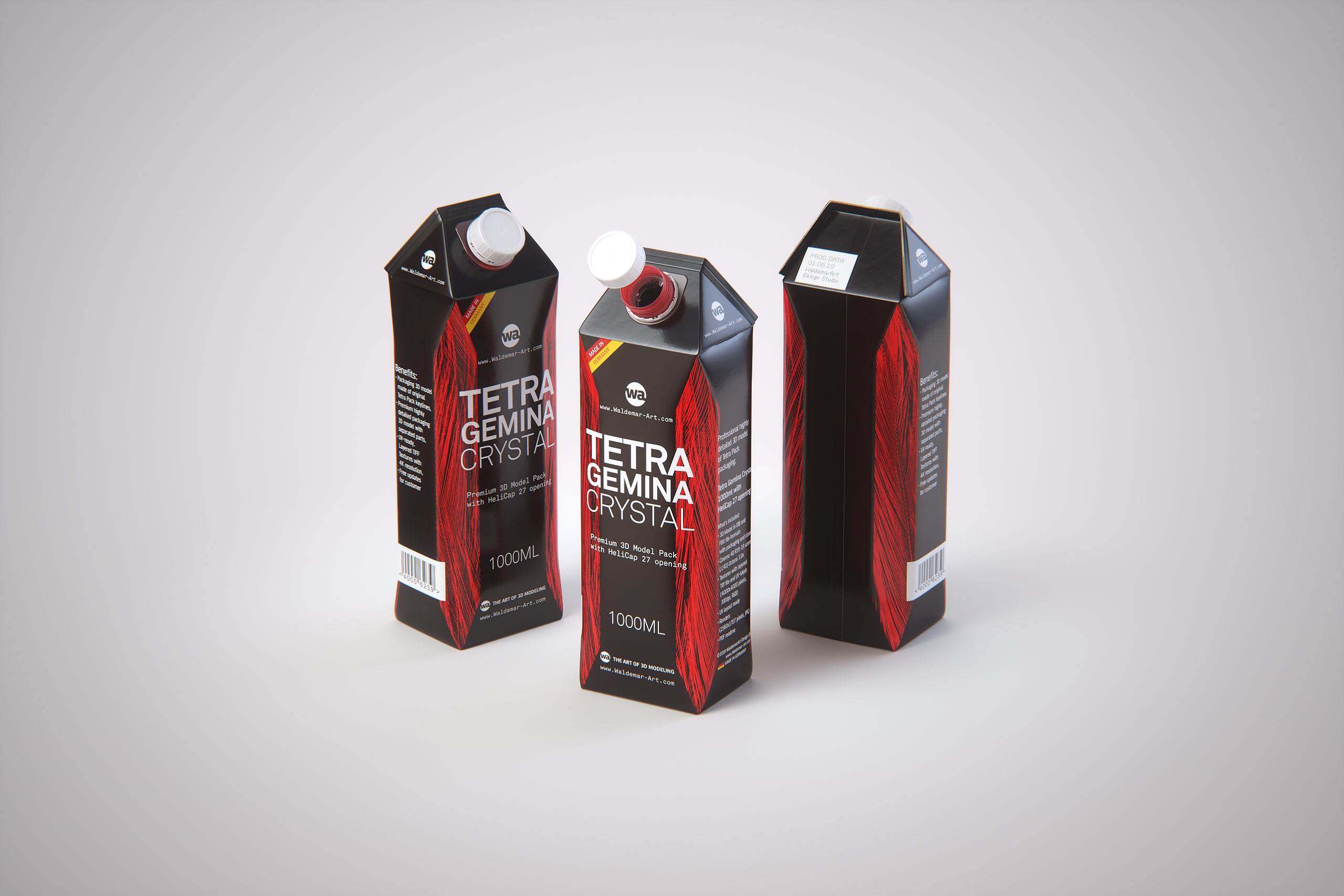 Tetra Pack Gemina Base Crystal 1000ml with HeliCap 27 Premium packaging ...