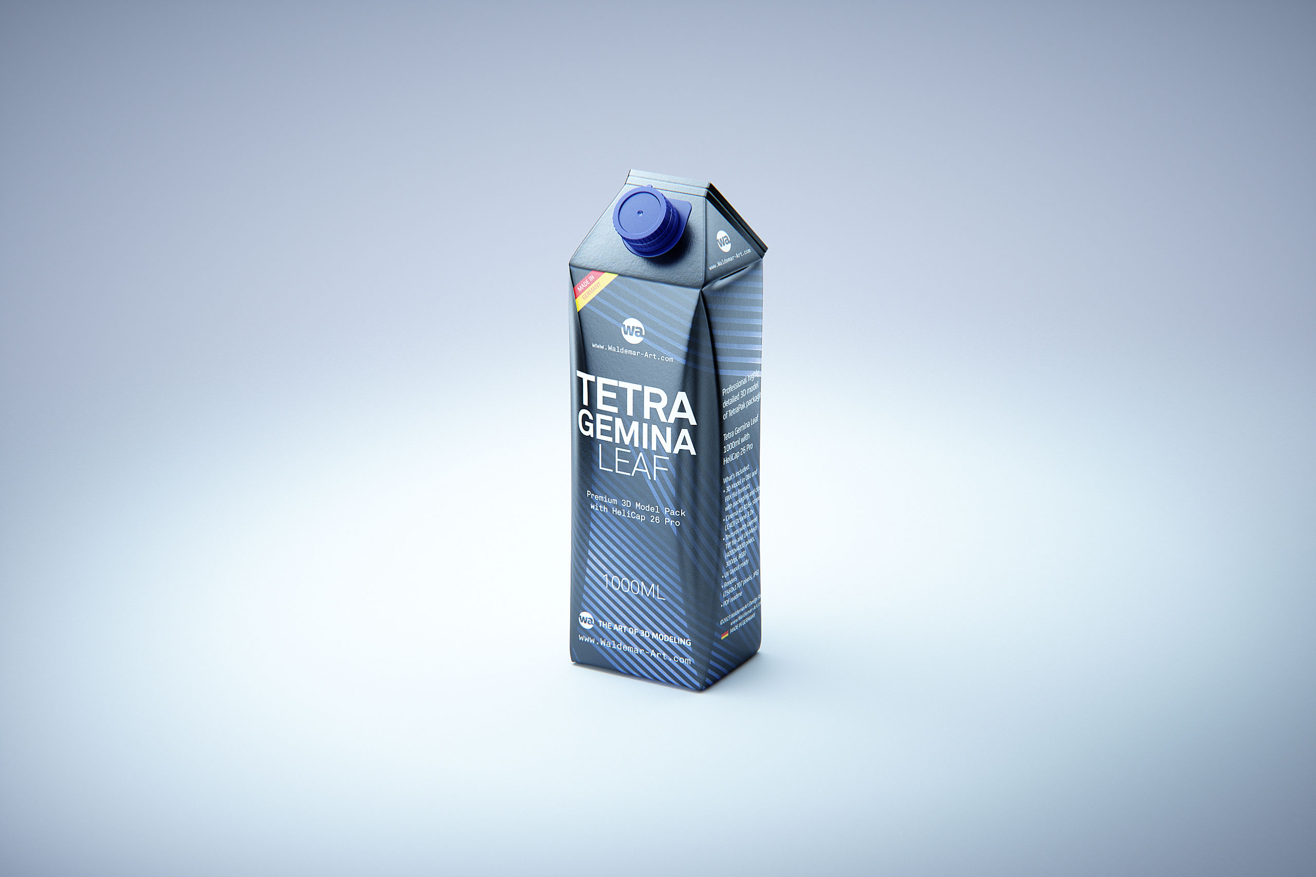 Premium packaging 3D model of Tetra Gemina Leaf 1000ml with tethered ...