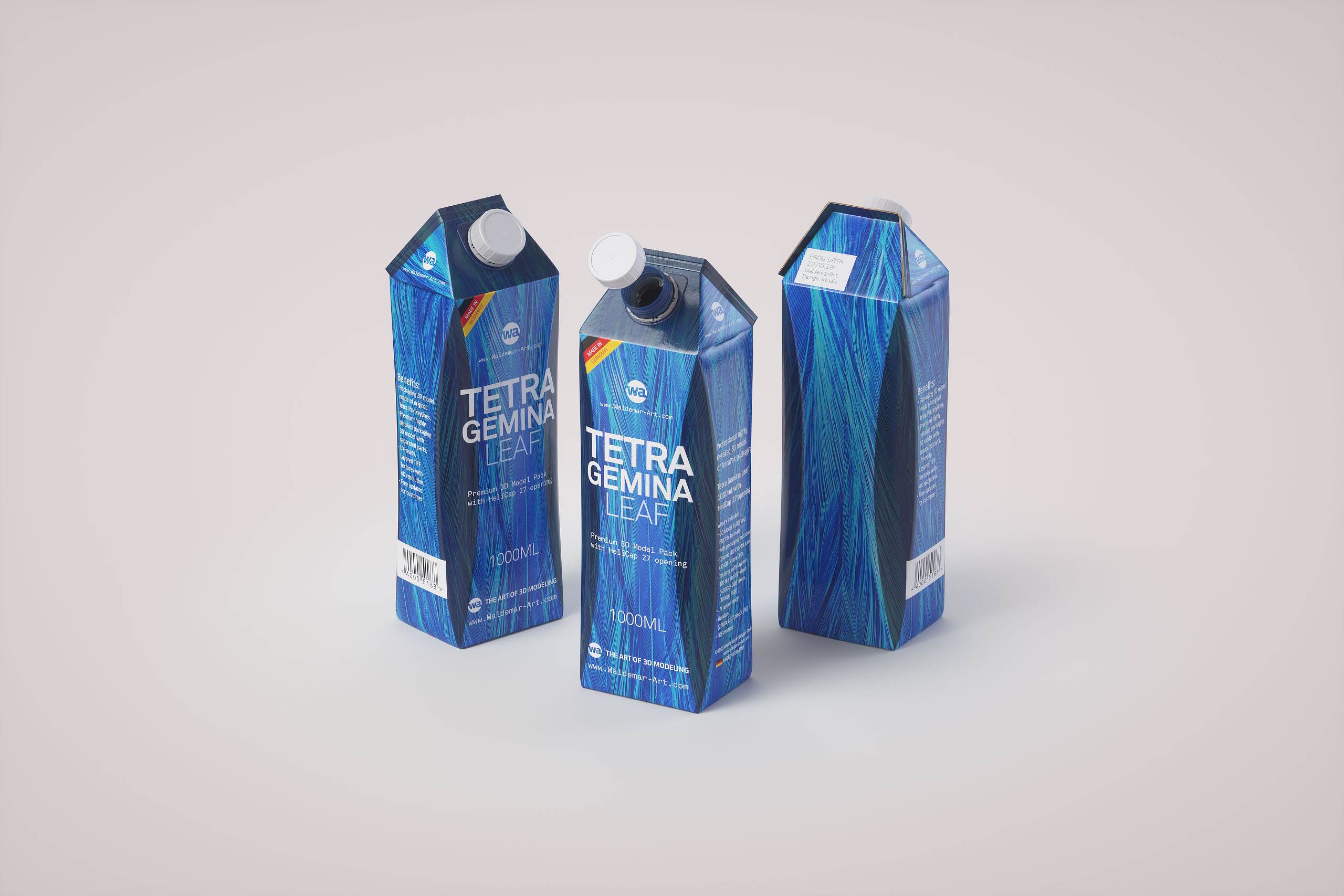 Packaging 3d model pak of Tetra Pack Gemina Leaf 1000ml with HeliCap 27 ...