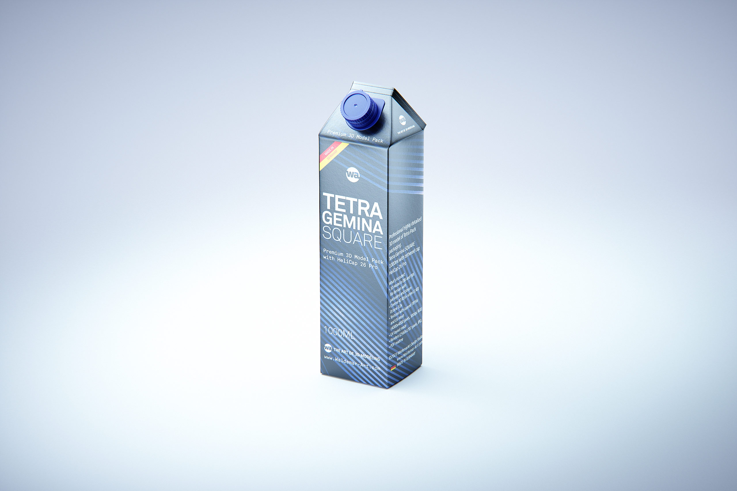 Premium carton packaging 3D model of Tetra Gemina Square 1000ml with ...