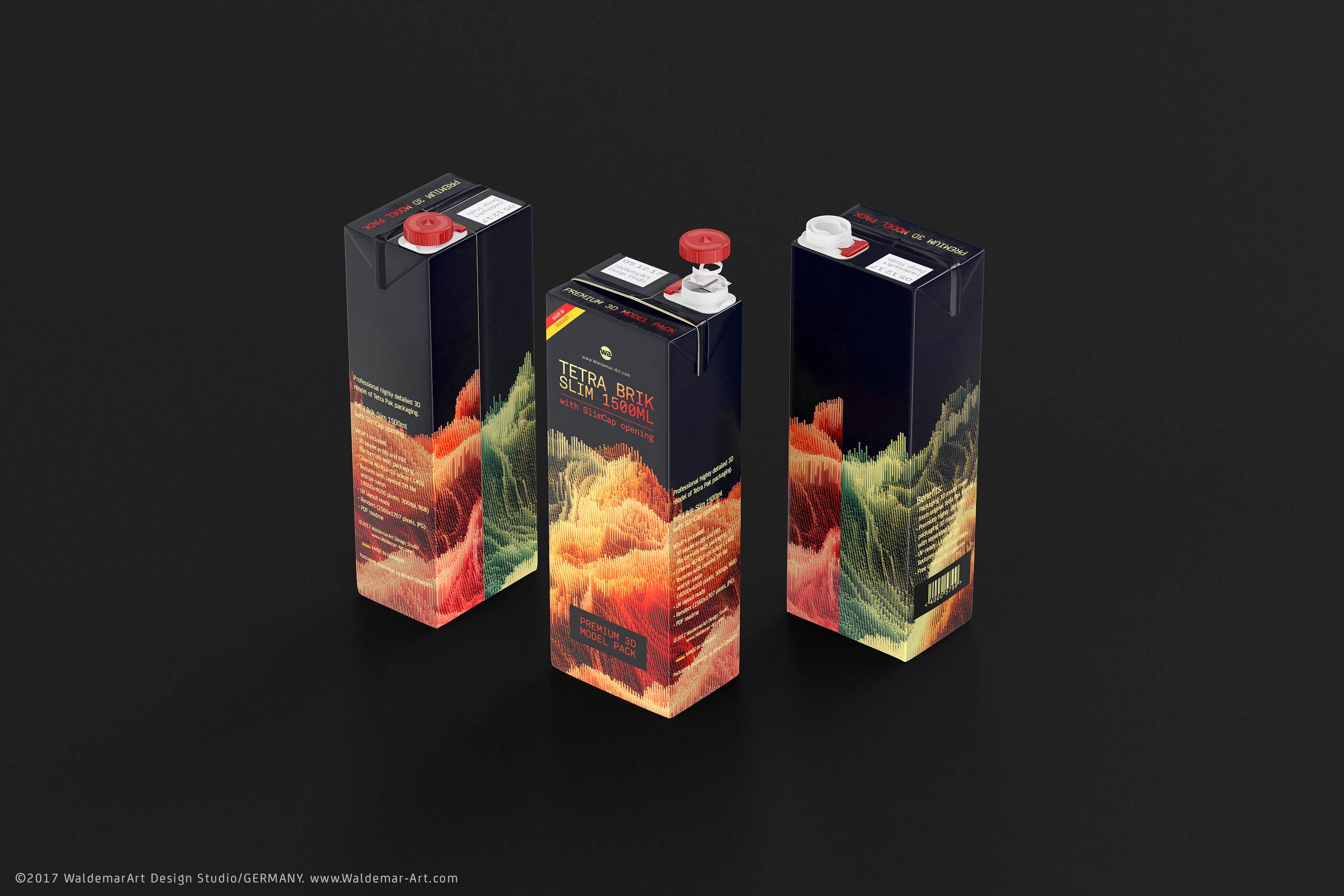 Tetra Pack Brick Slim 1500ml with SlimCap Premium package 3D model pak ...