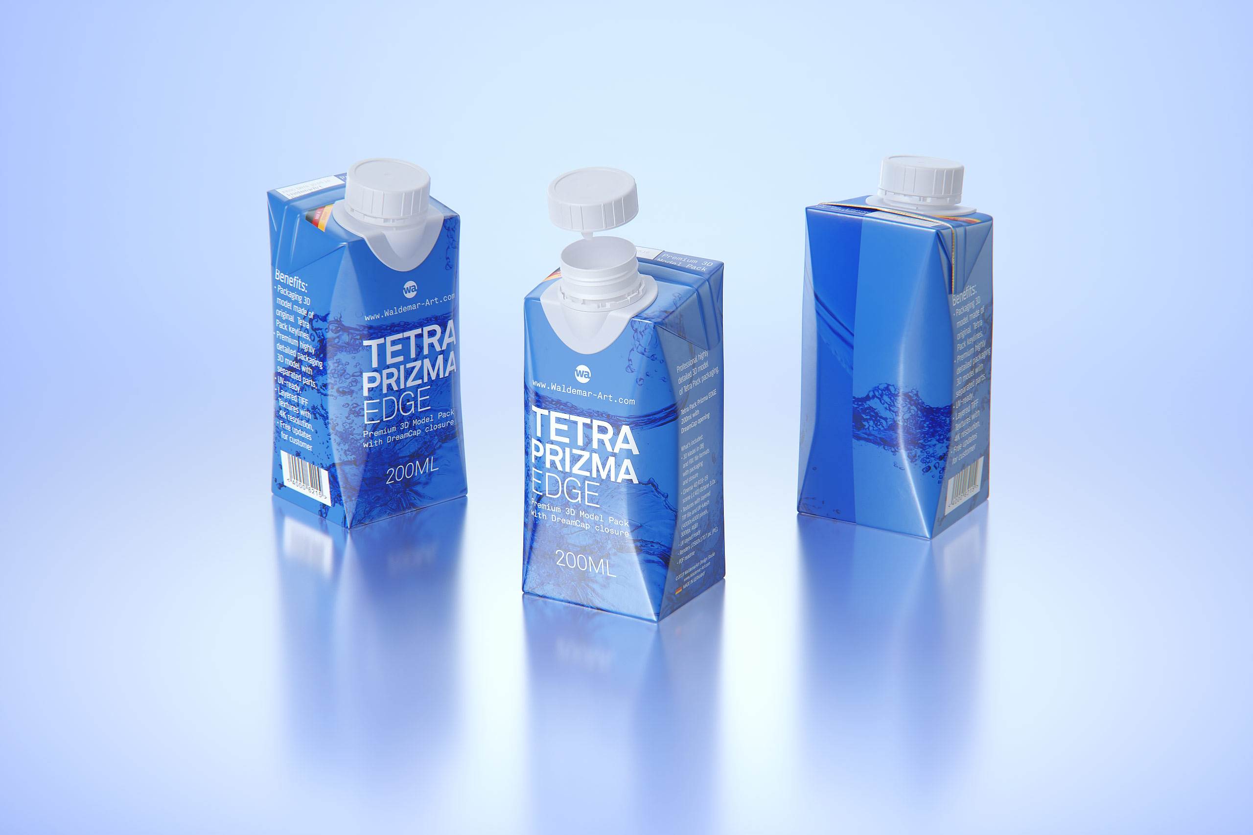 Tetra Pack Prisma EDGE 200ml with DreamCap Premium carton packaging 3D ...