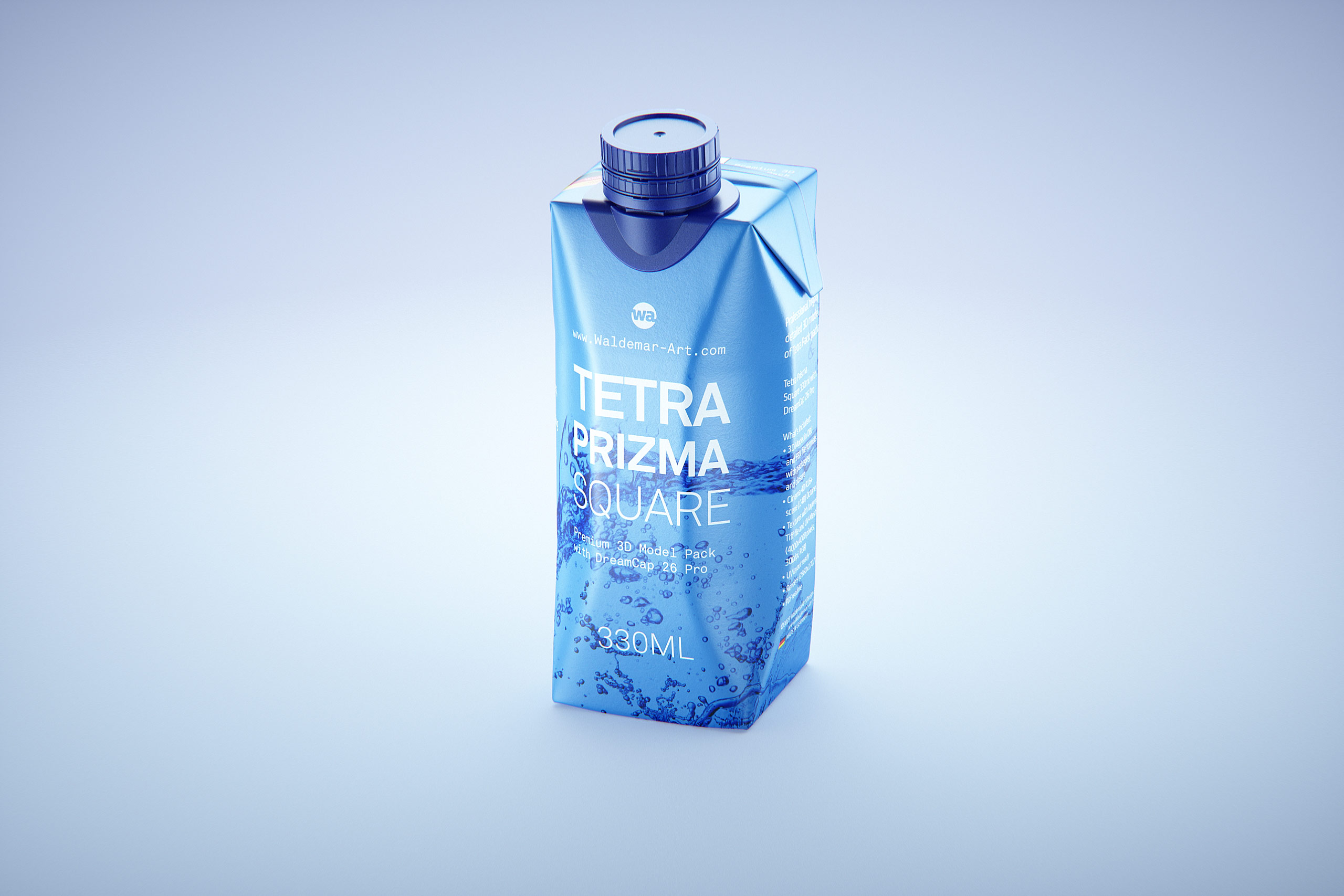 Premium packaging 3d model of Tetra Pack Prisma Square 330ml with ...