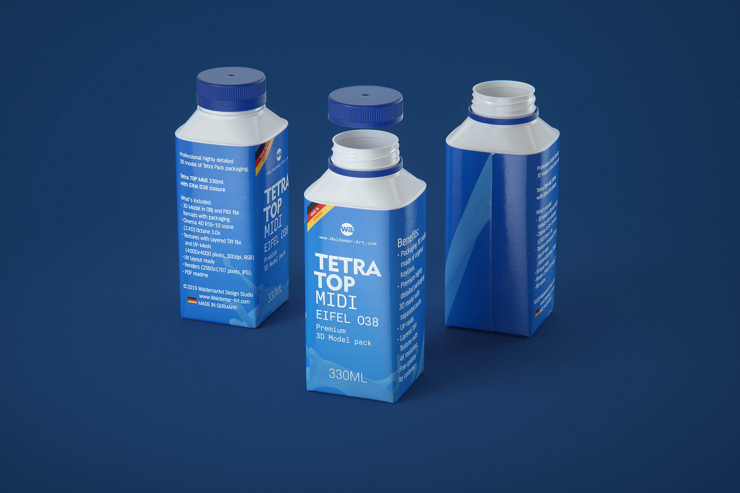 Packaging 3D model pak of Tetra Pack Top Midi 330ml with Eifel-O38 / WA ...