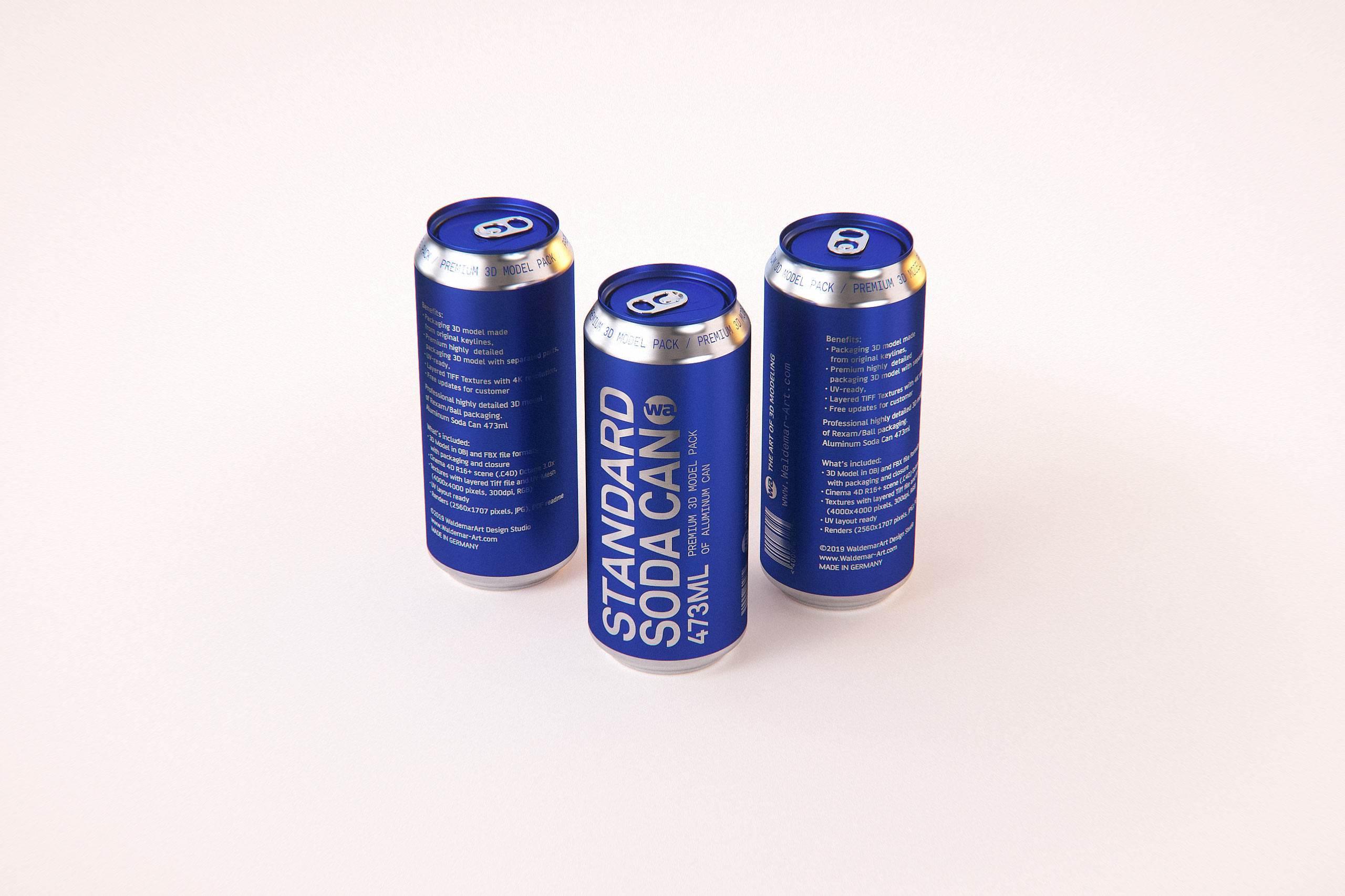 Ball/Rexam Standard Beer/Soda Can 473ml 3D model / WA Design Studio