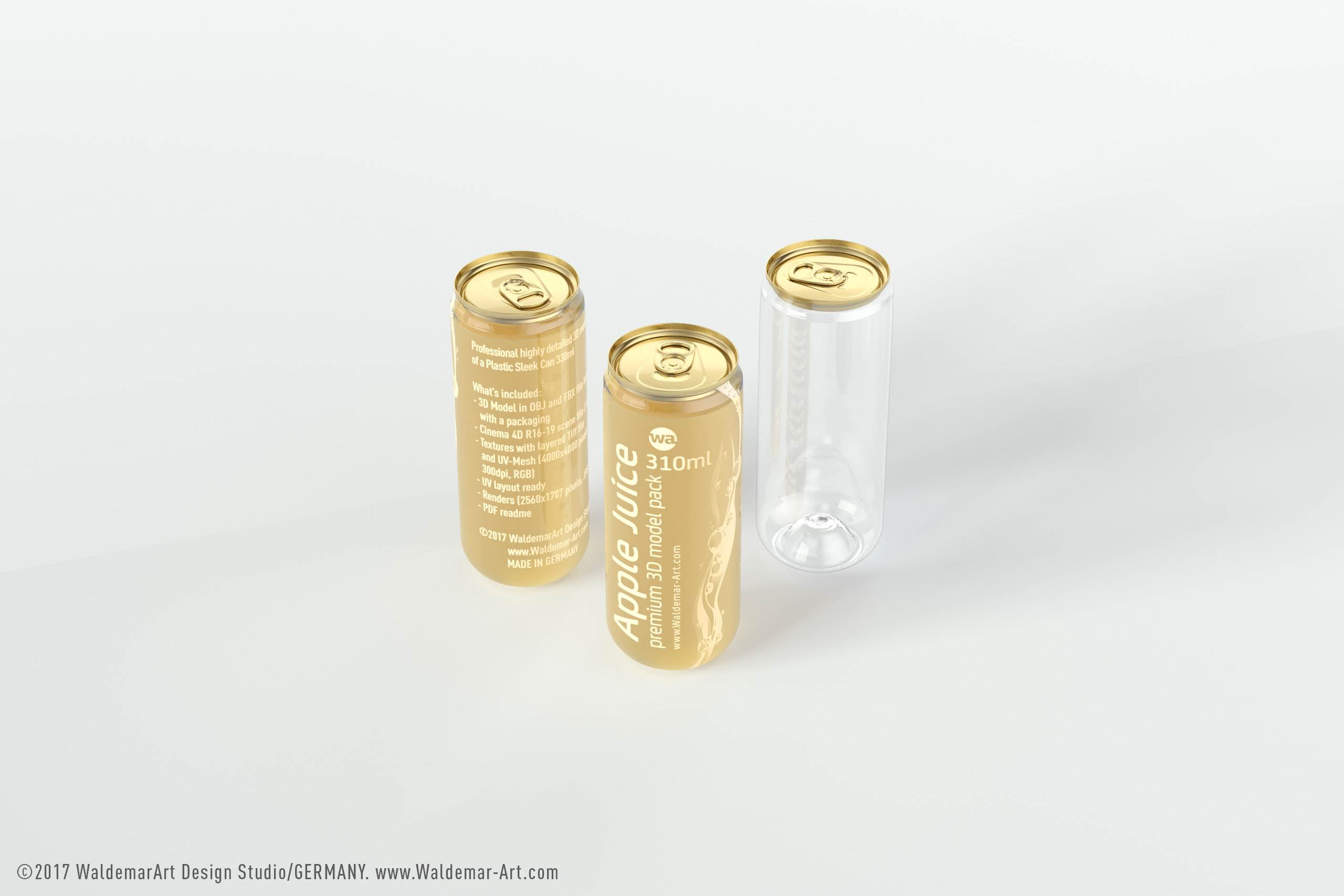 Plastic sleek can 3D packaging model 330/310ml / WA Design Studio