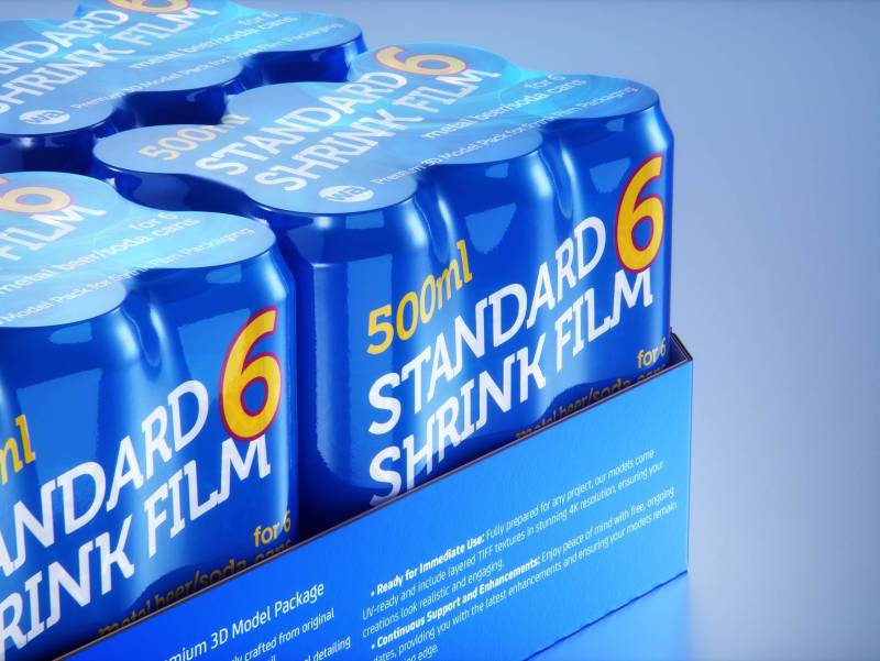 Premium Multi-pack Packaging 3D model with 4 Sets of 6x500ml Standard ...