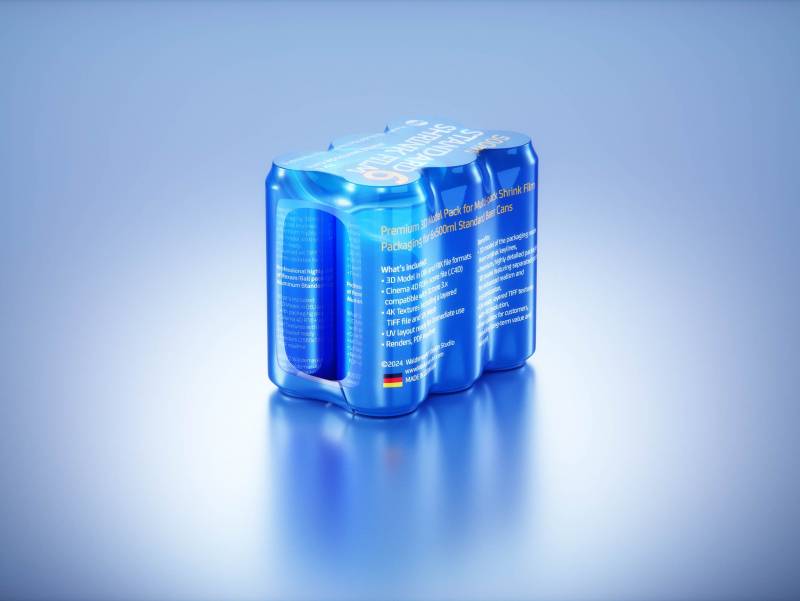 Premium Multi-pack Packaging 3D model with 4 Sets of 6x500ml Standard ...