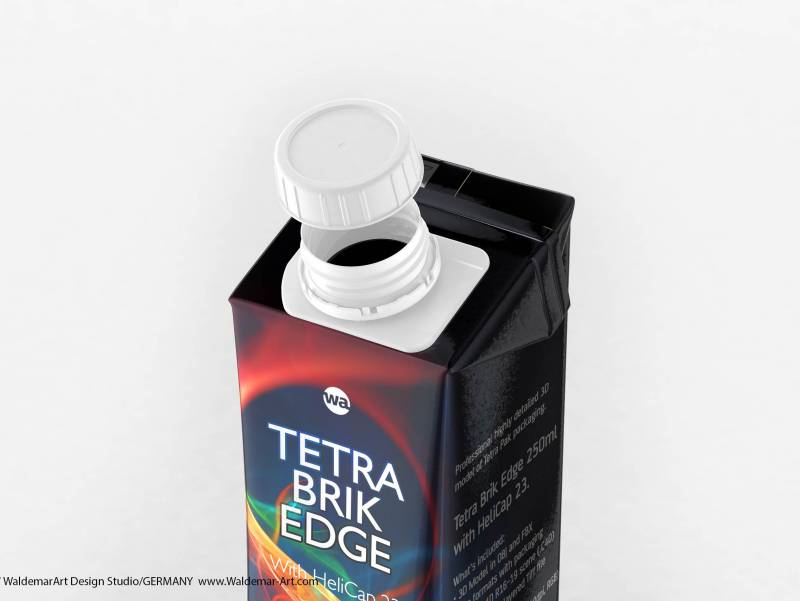 Tetra Pack Brick Edge 250ml 3D packaging model pak with HeliCap23 ...