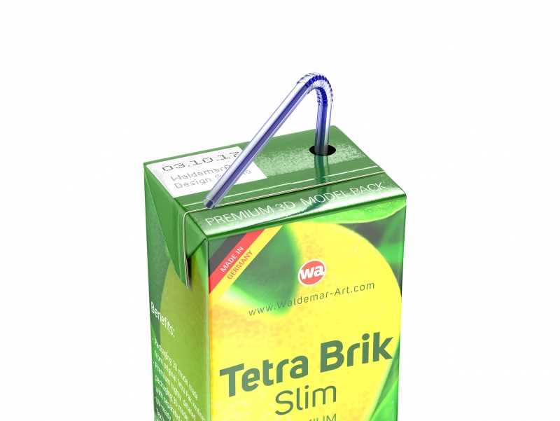 Tetra Pack Brick Slim 200ml with Pull Tab and a packaged straw package ...