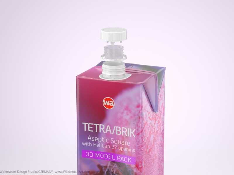 Tetra Pack Brick Square 1000ml with HeliCap 27 opening 3d model pak ...