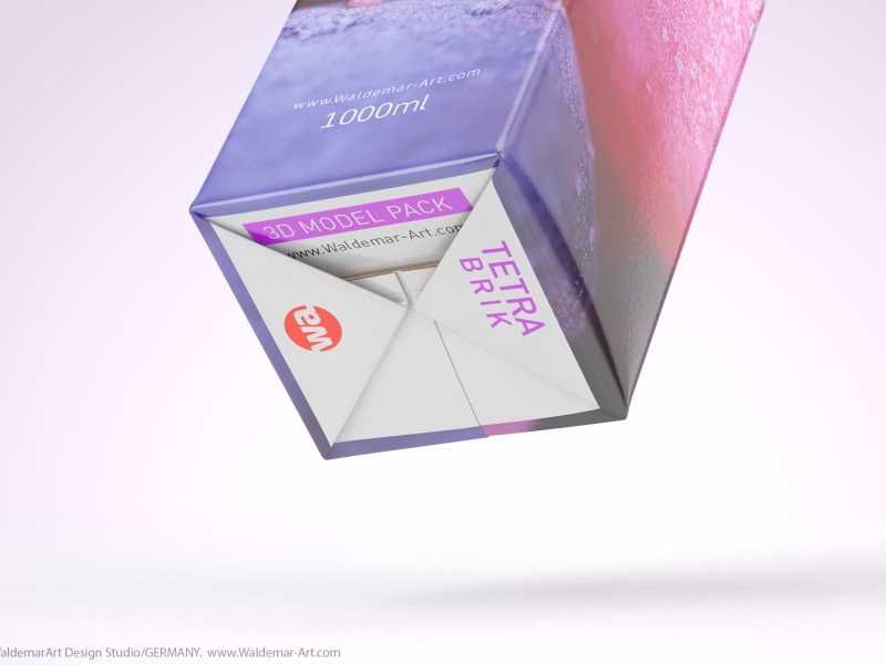 Tetra Pack Brick Square 1000ml with HeliCap 27 opening 3d model pak ...
